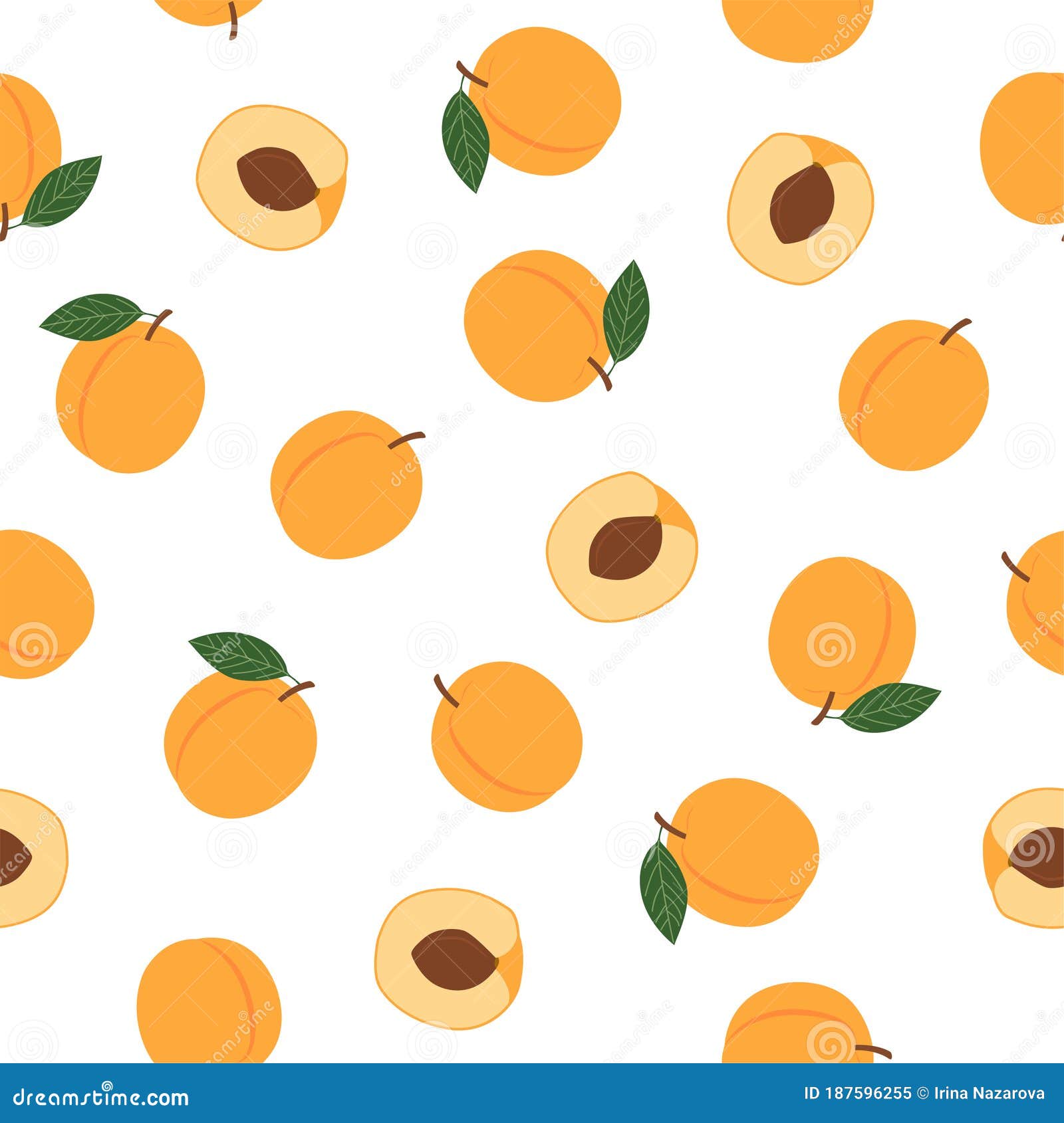 Apricot. Seamless Vector Patterns Stock Vector - Illustration of fruit ...