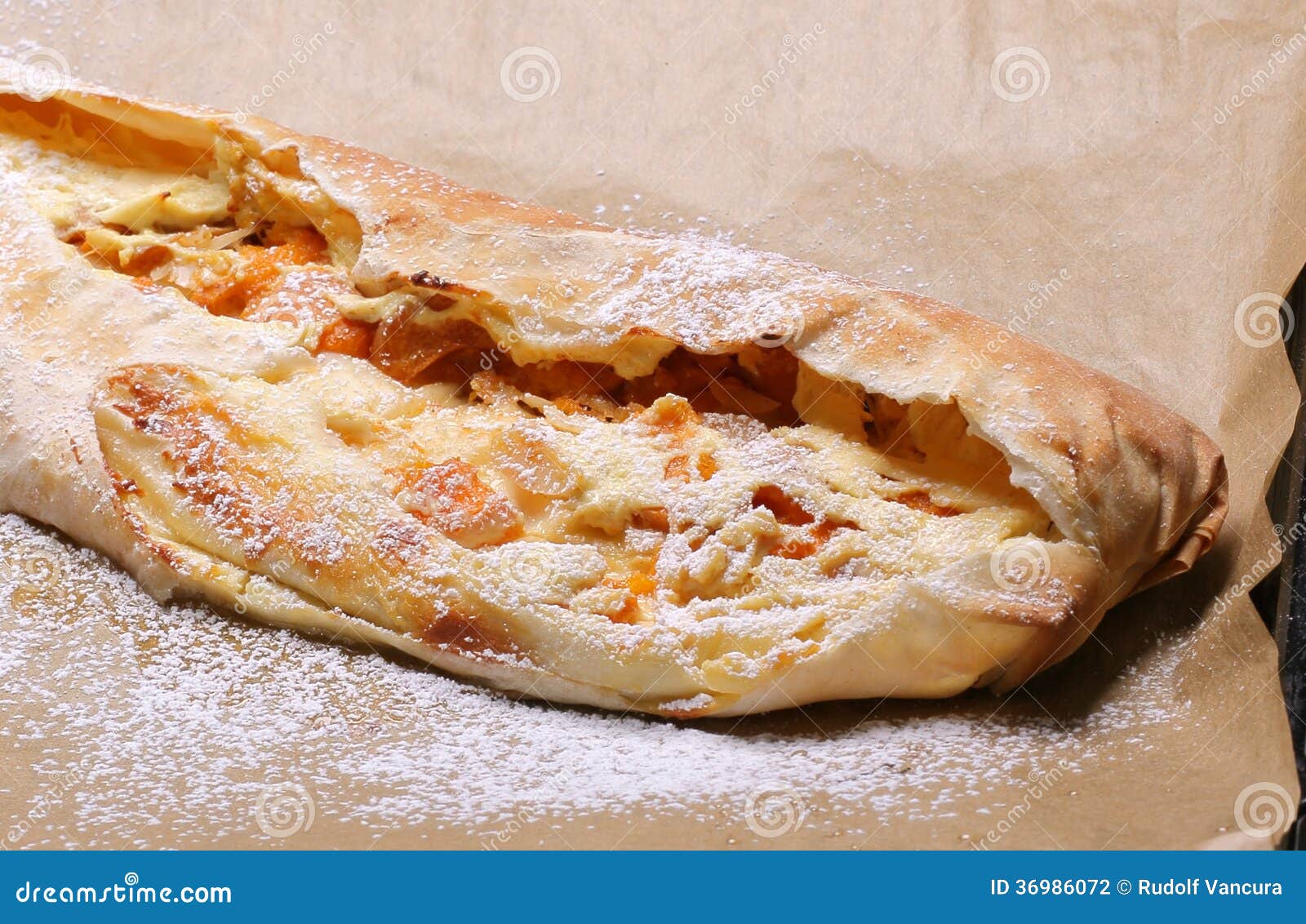 Apricot and Cheese Strudel Pastry Stock Photo - Image of cream, treat ...