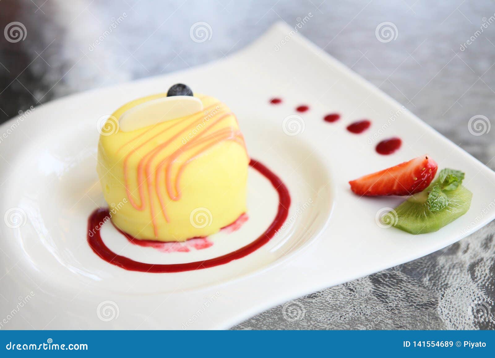 Apricot coulis cake stock image. Image of fancy, glazed - 141554689