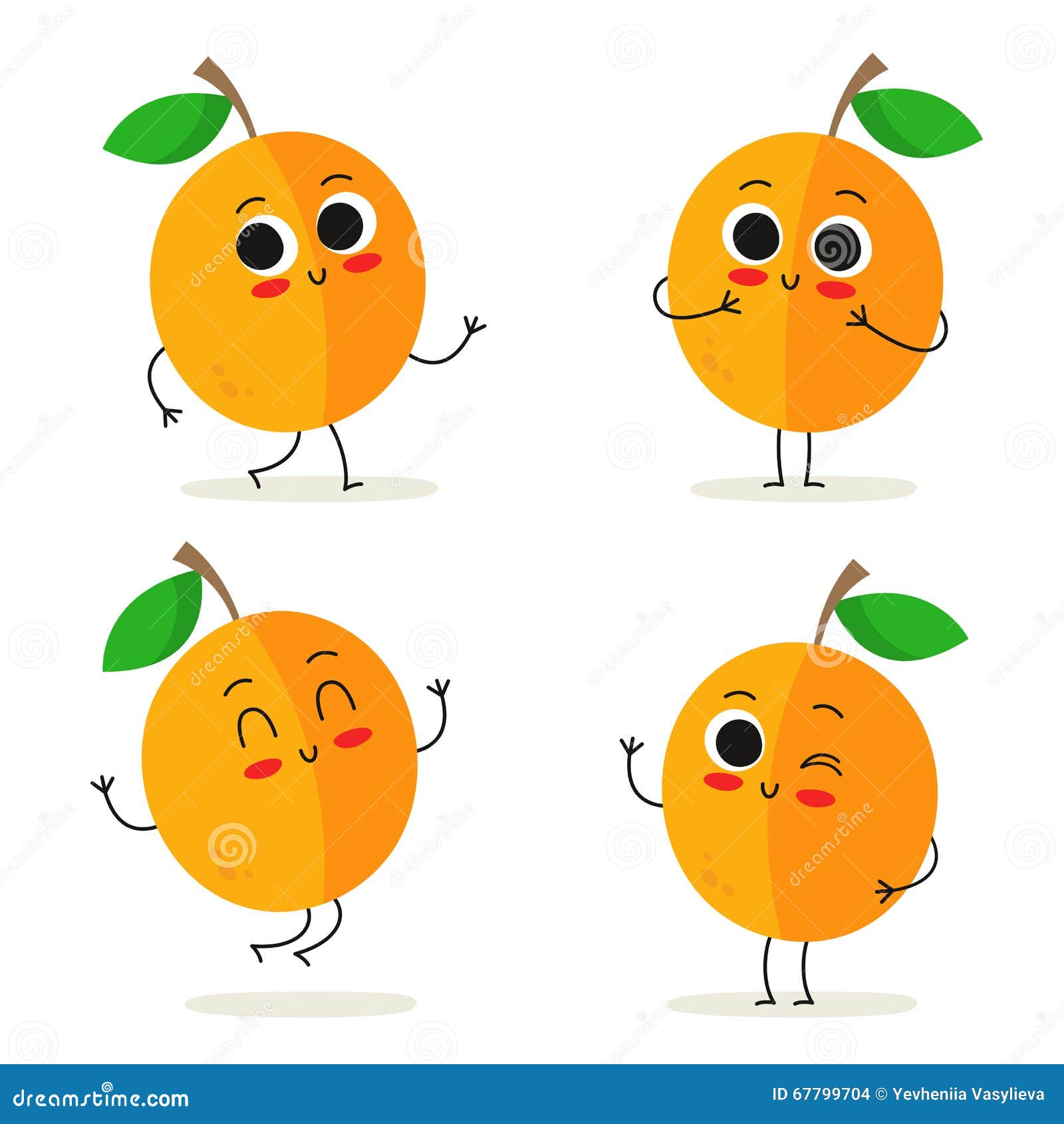 Apricot. Cute Fruit Character Set Isolated on White Stock Vector ...