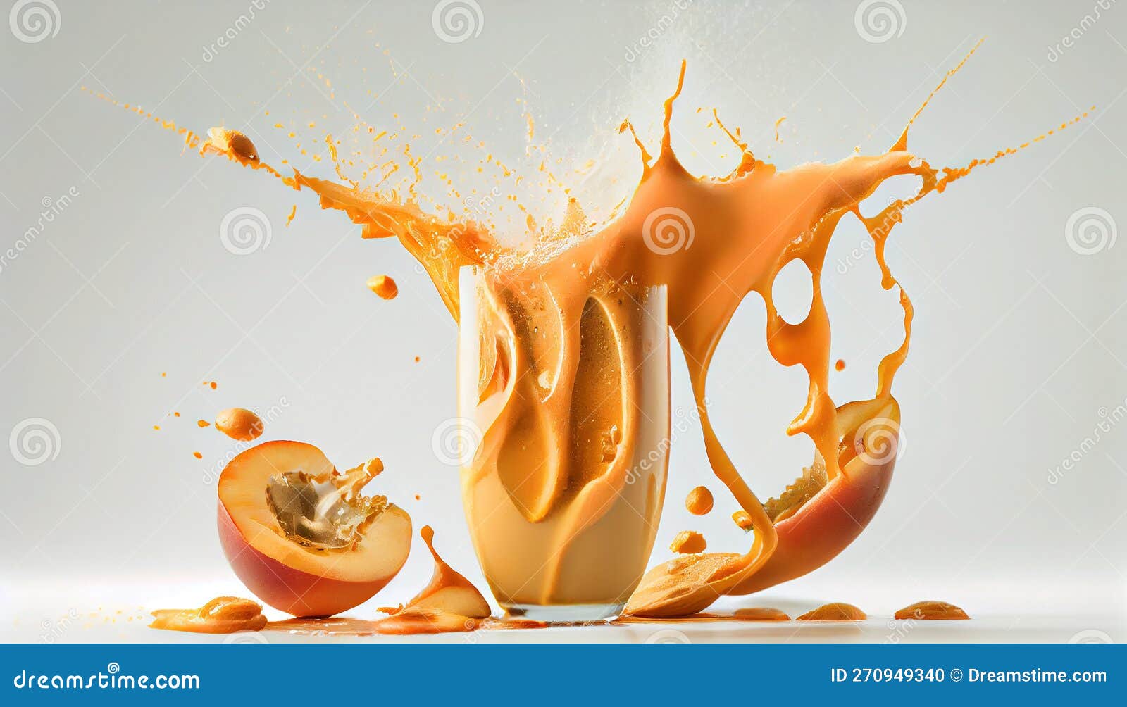 Apricot Fruit Dripping in Apricot Fruit Smoothie Glass on White ...