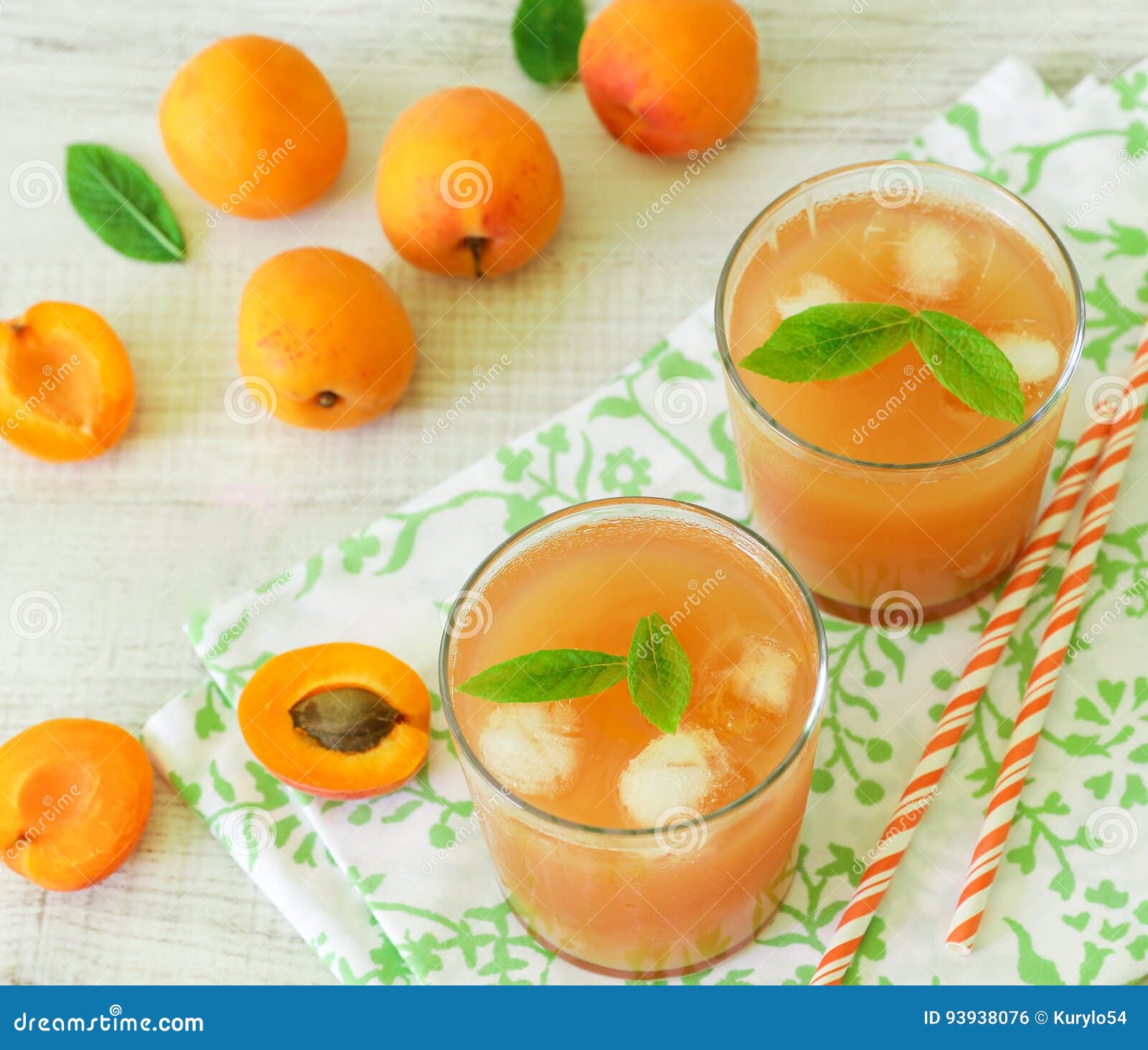 Apricot Juice with Ice Cubes and Apricots. Stock Photo - Image of juicy ...