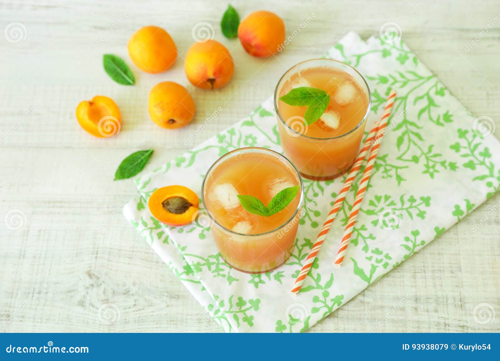 Apricot Juice with Ice Cubes and Apricots. Stock Image - Image of ...