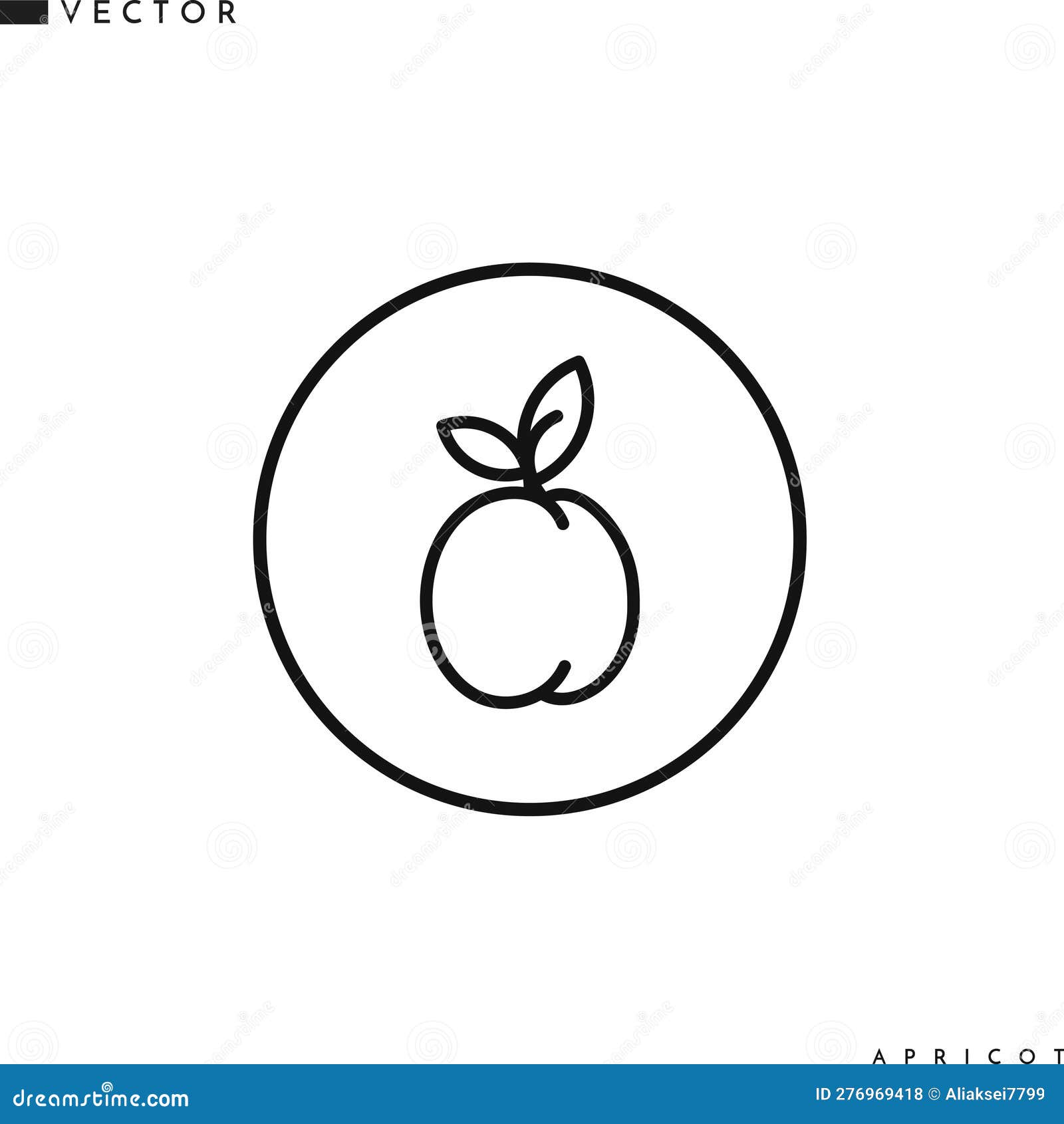 Apricot Outline Style. Abstract Fruit Sign Stock Vector - Illustration ...