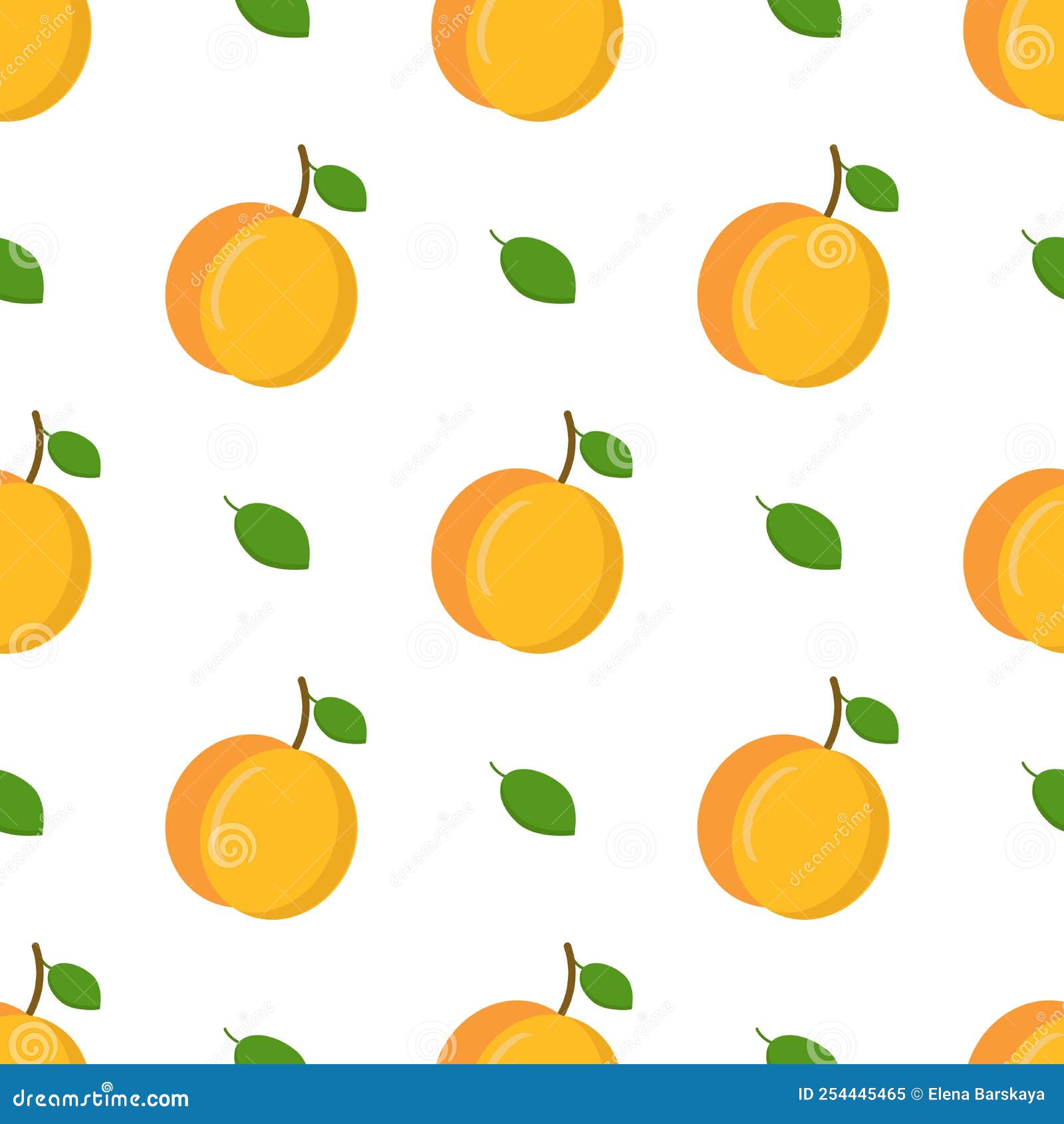 Apricot Pattern in Flat Style on White Background Stock Vector ...