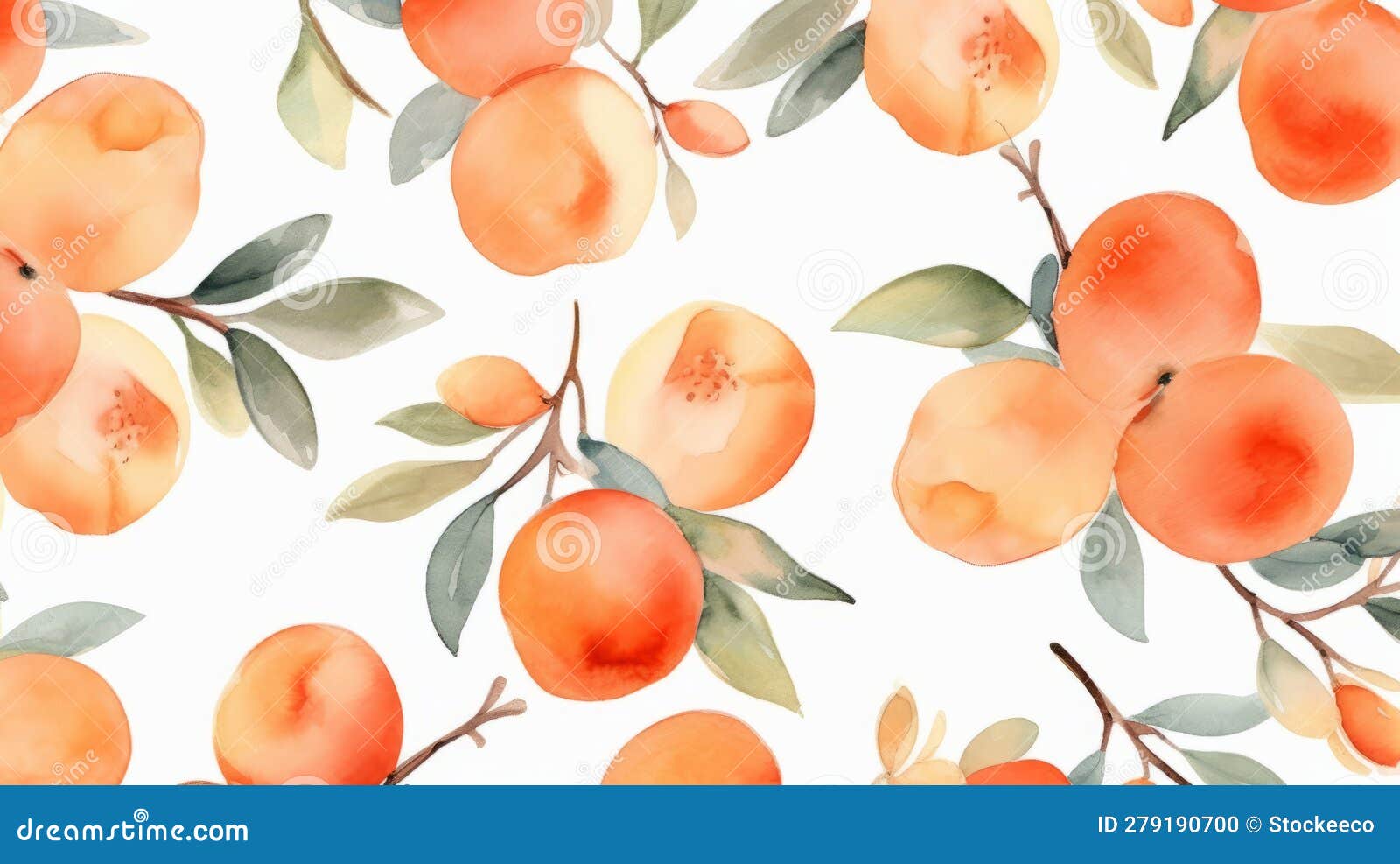Apricot Pattern in Watercolour Style Stock Illustration - Illustration ...