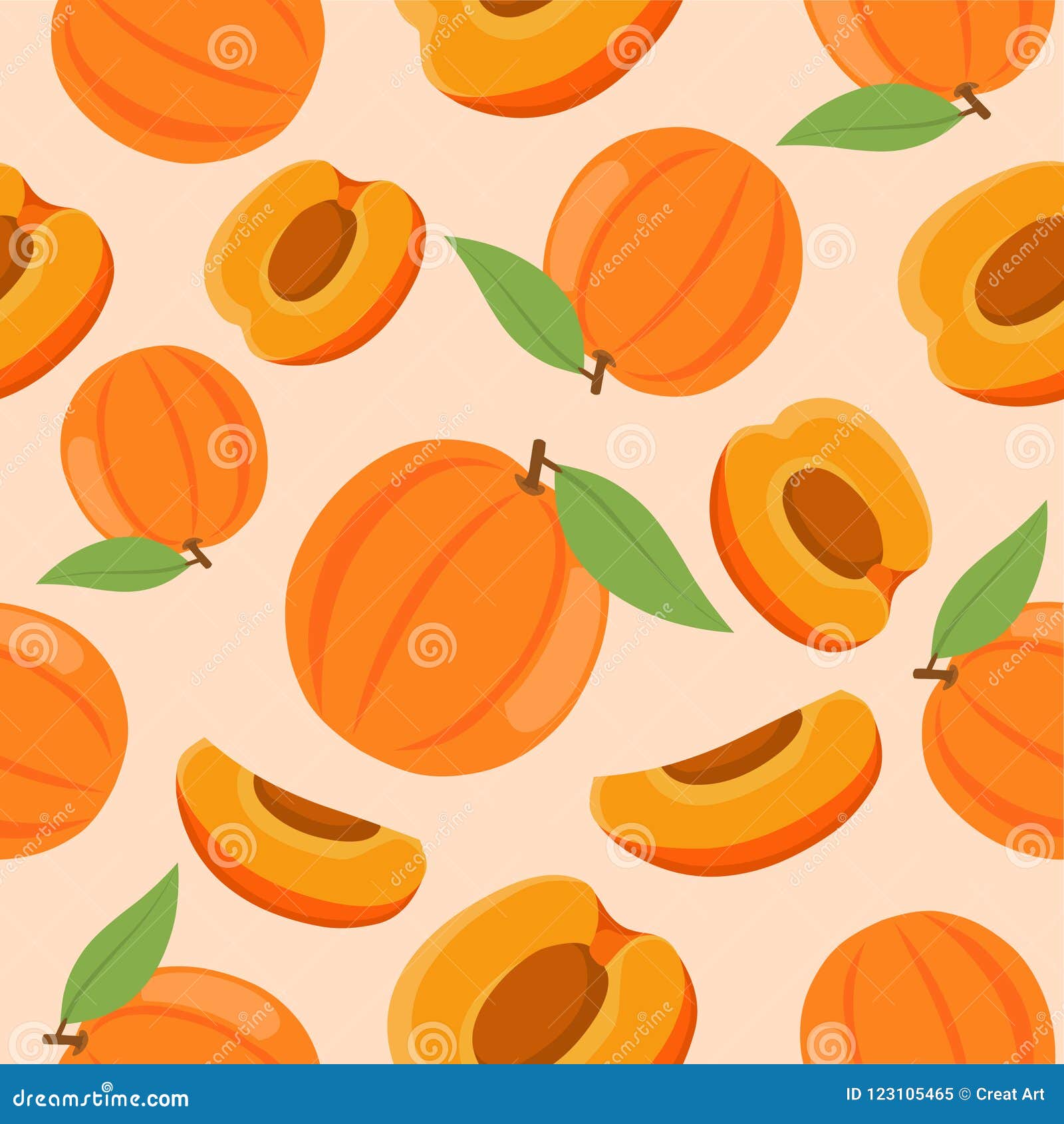 Apricot Seamless Pattern Background Vector Stock Vector - Illustration ...