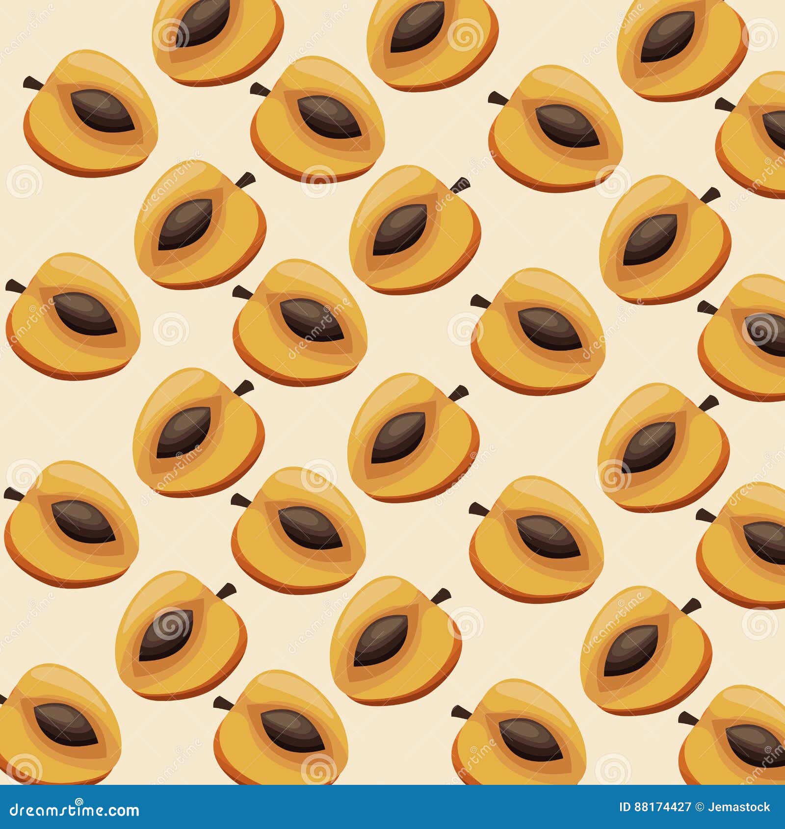 Apricot Slice Fruit Seamless Pattern Stock Illustration - Illustration ...