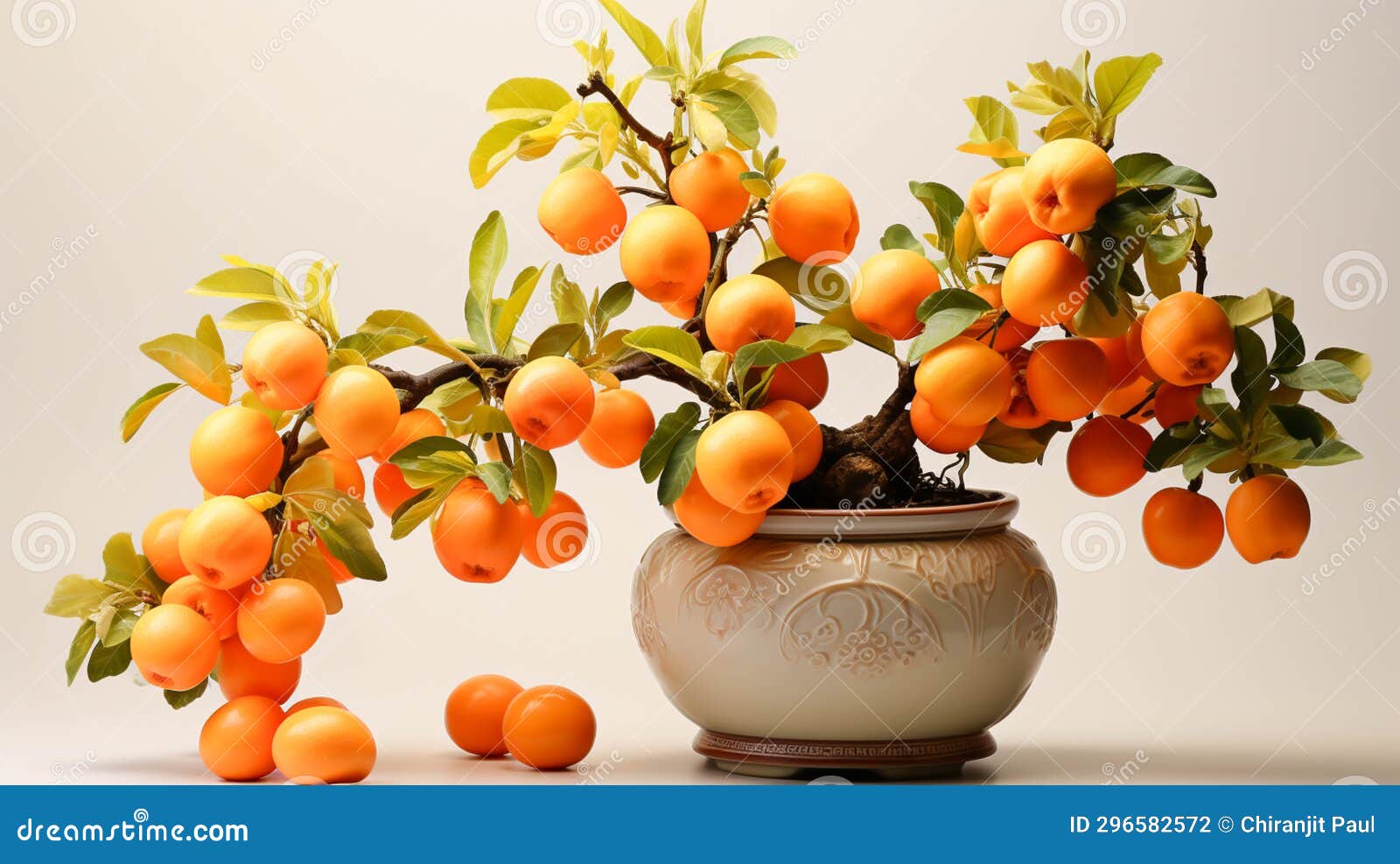 Apricot Tree in a Pot on White Background Stock Photo - Image of orange ...