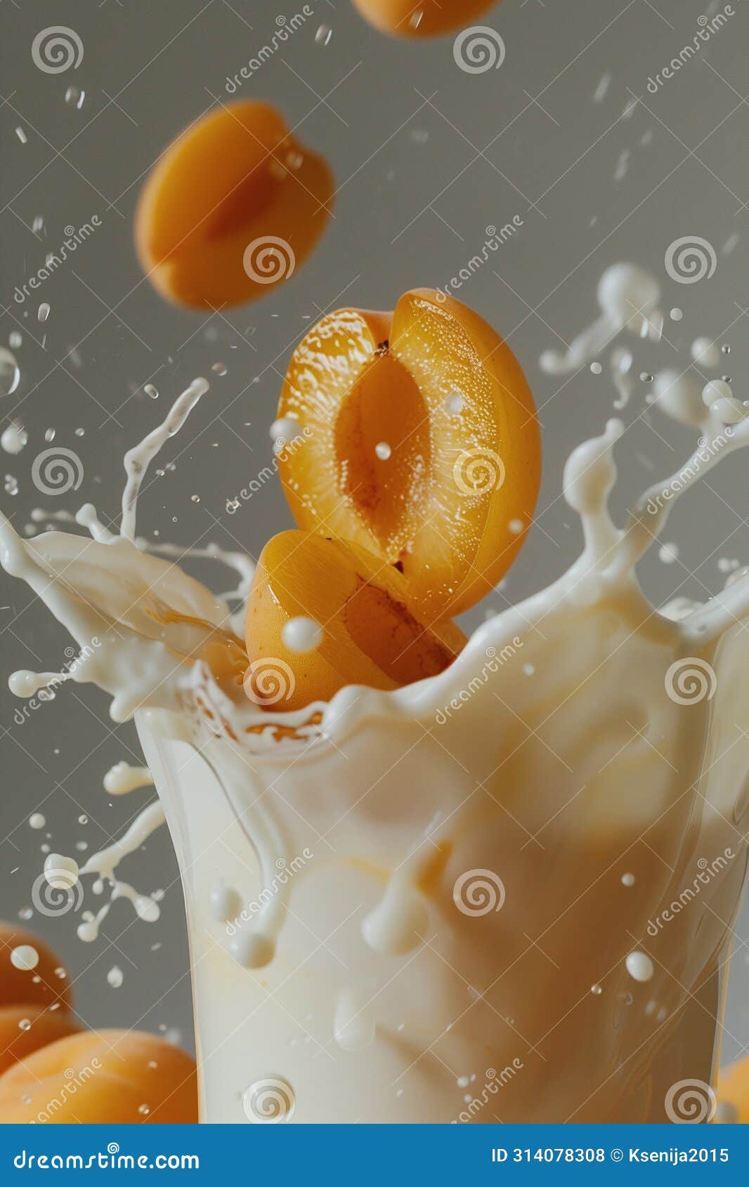 Apricot Yoghurt Pouring with Splashes Stock Illustration - Illustration ...