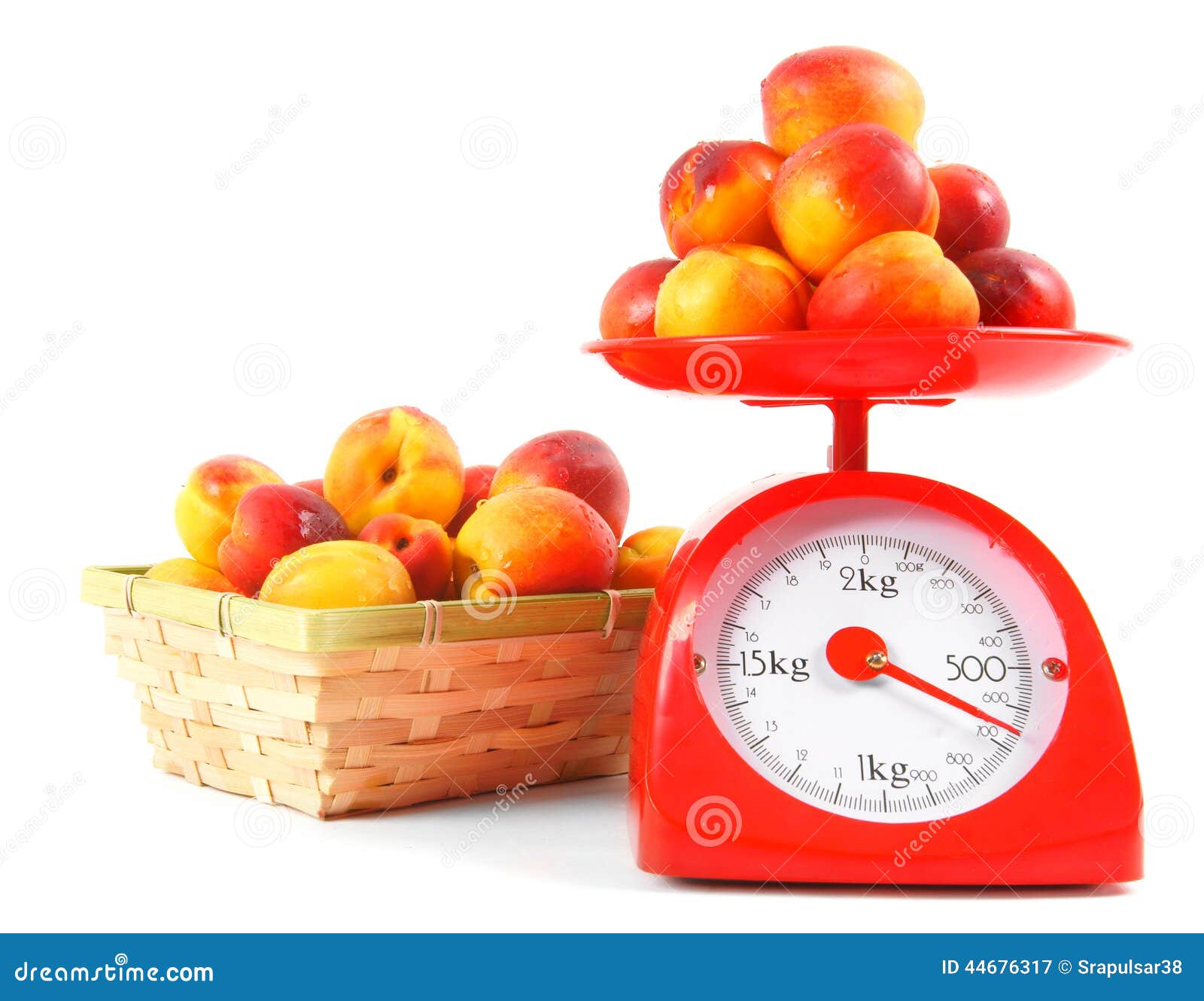 Apricots on Scales and in a Basket Stock Image - Image of juicy ...