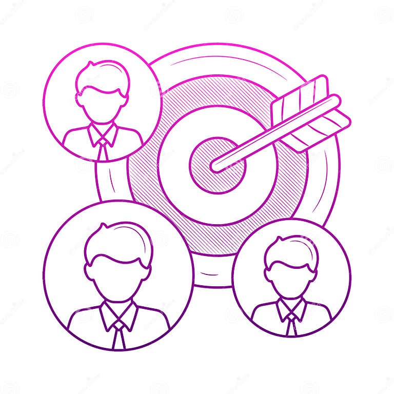 Target Audience Illustration with Hand Drawn Outline Doodle Style Stock ...