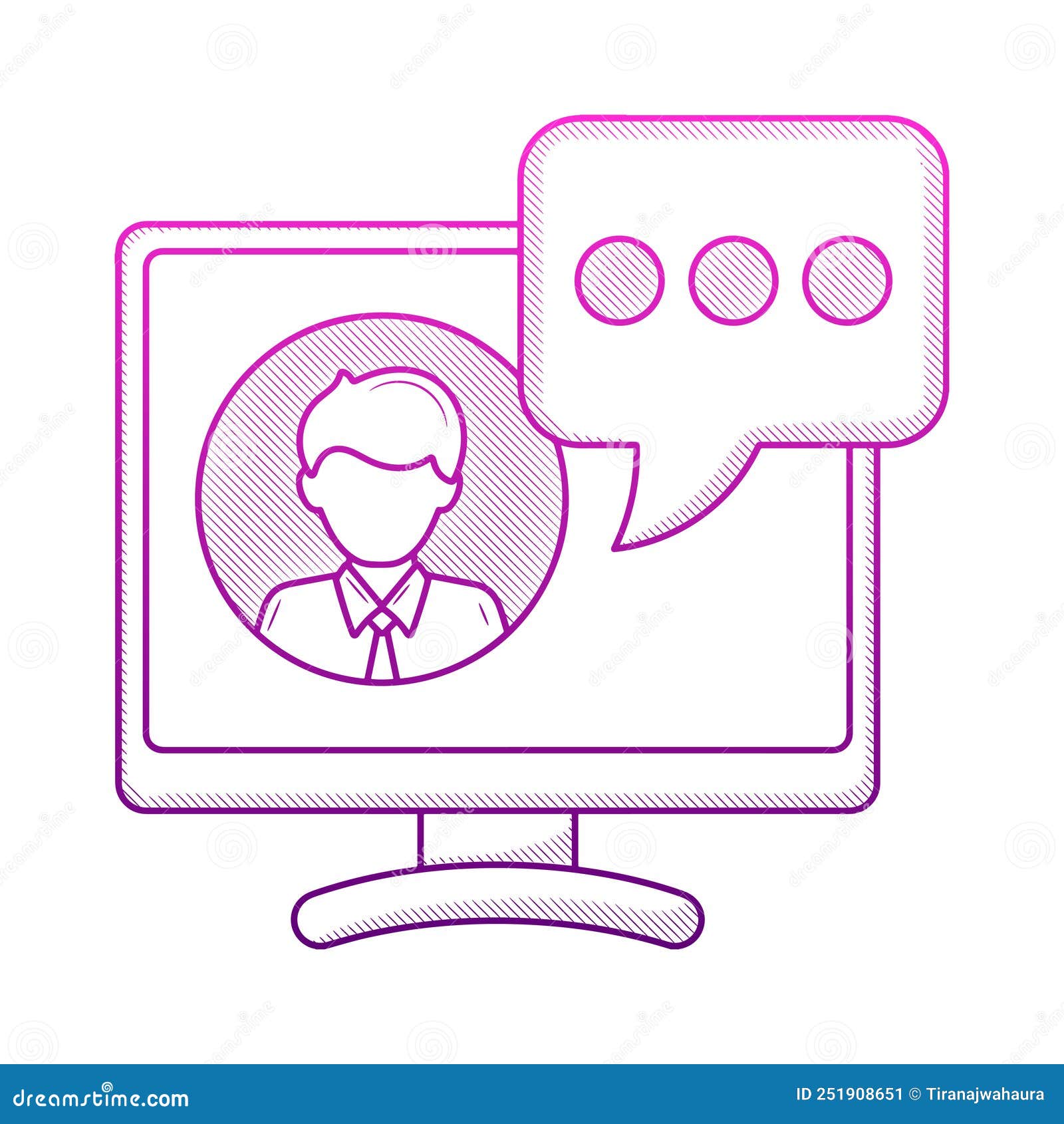 Online Consultation Concept with Hand Drawn Outline Doodle Style Stock ...
