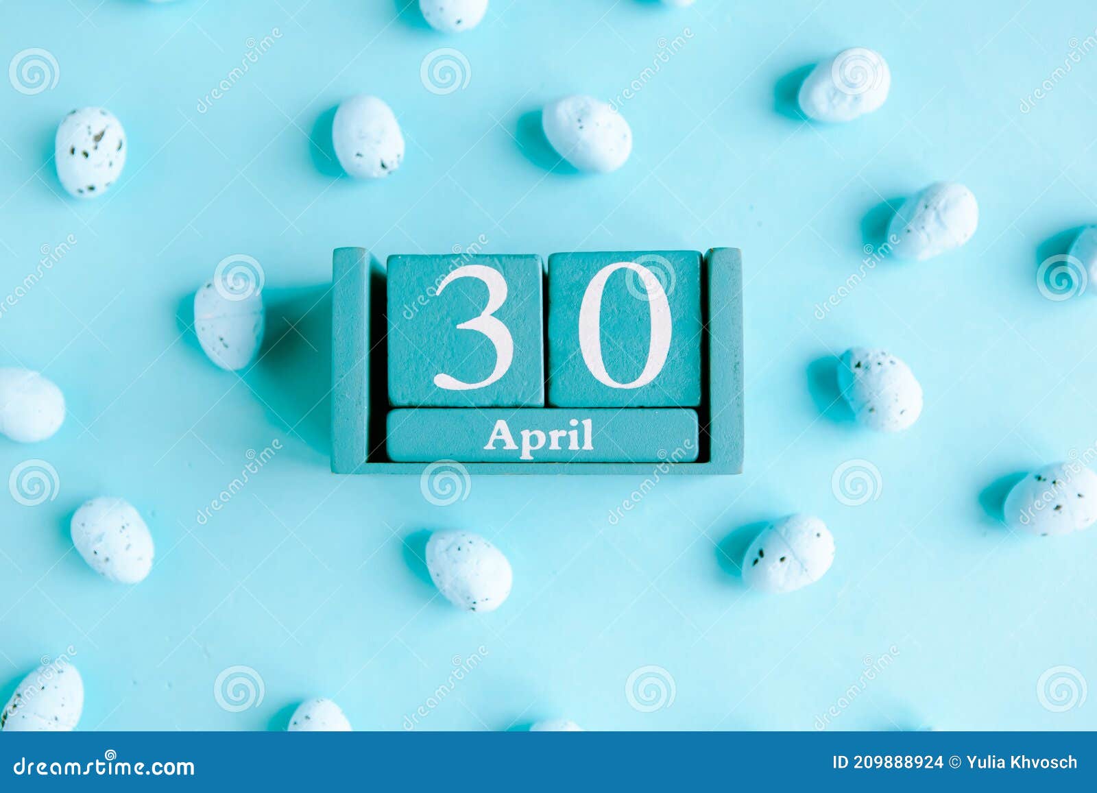 April 30. Blue Cube Calendar with Month and Date on Blue Background ...
