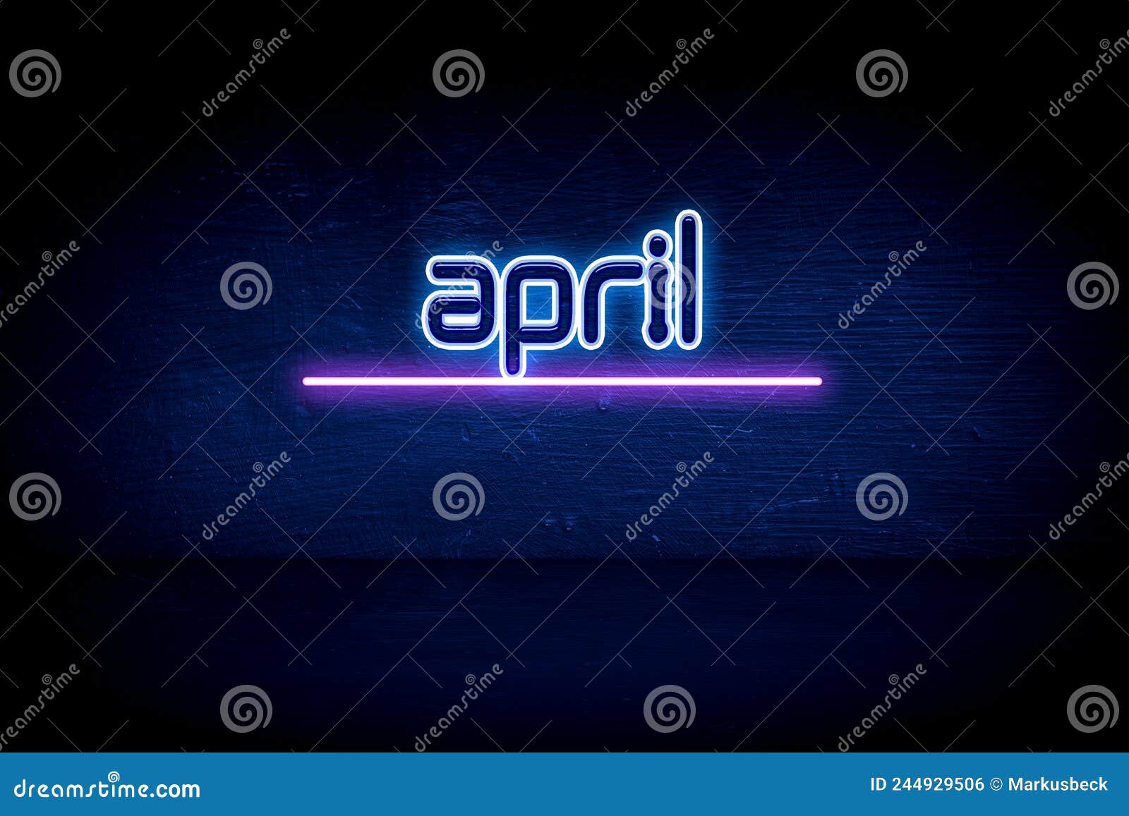 April - Blue Neon Announcement Signboard Stock Illustration ...
