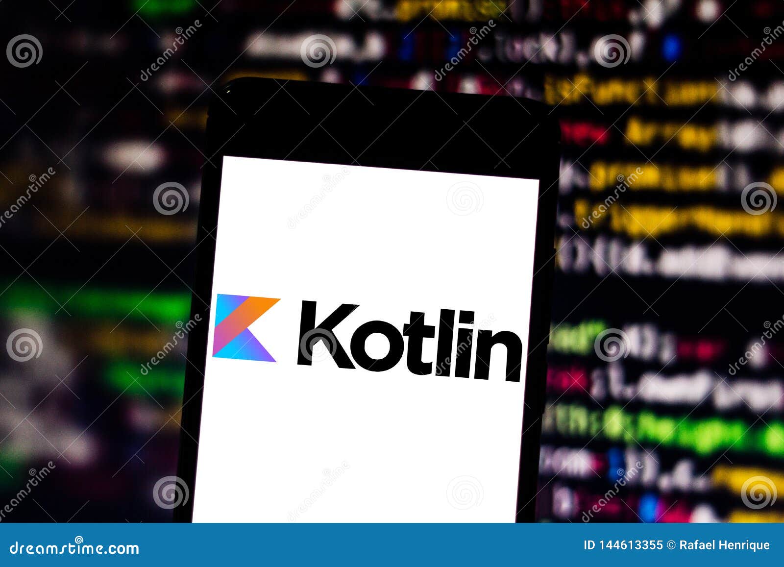 Kotlin Code And Programming Language Concept Colored Chalk Pieces On A