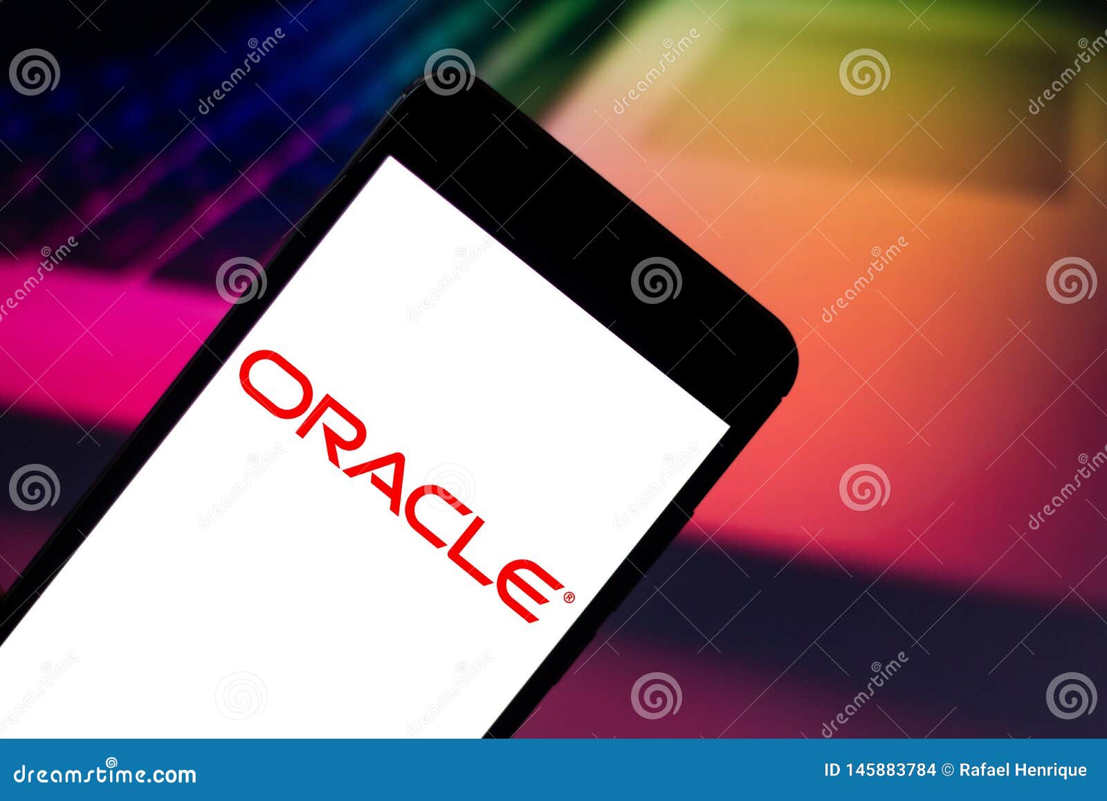 April 25, 2019, Brazil. Oracle Logo on Mobile Device Editorial Stock ...
