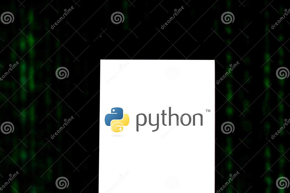 Python Logo on Your Mobile Device. Python is a High-level Web Programming Language, Dynamic and ...