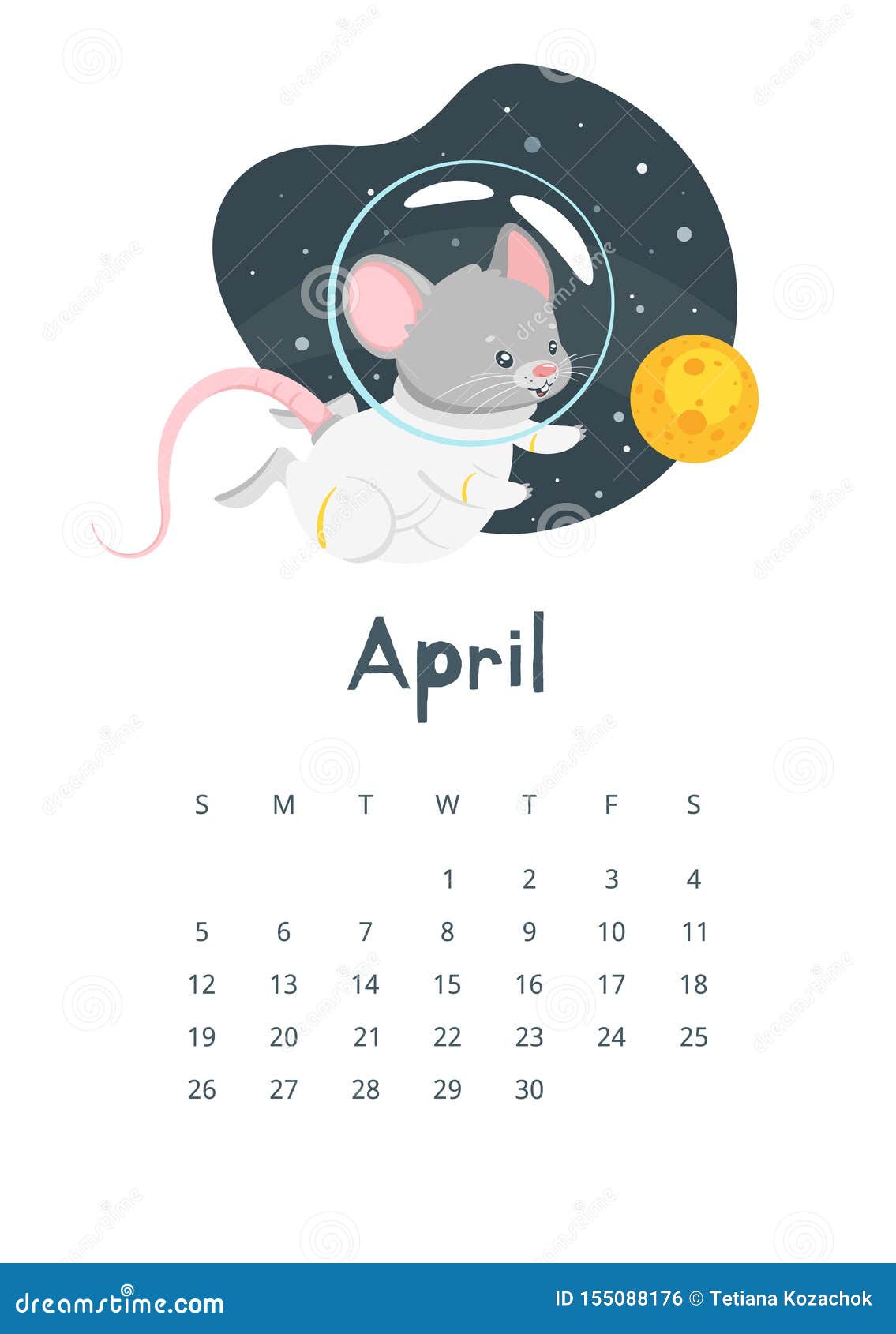 April Calendar Flat Vector Illustration Stock Vector - Illustration of ...