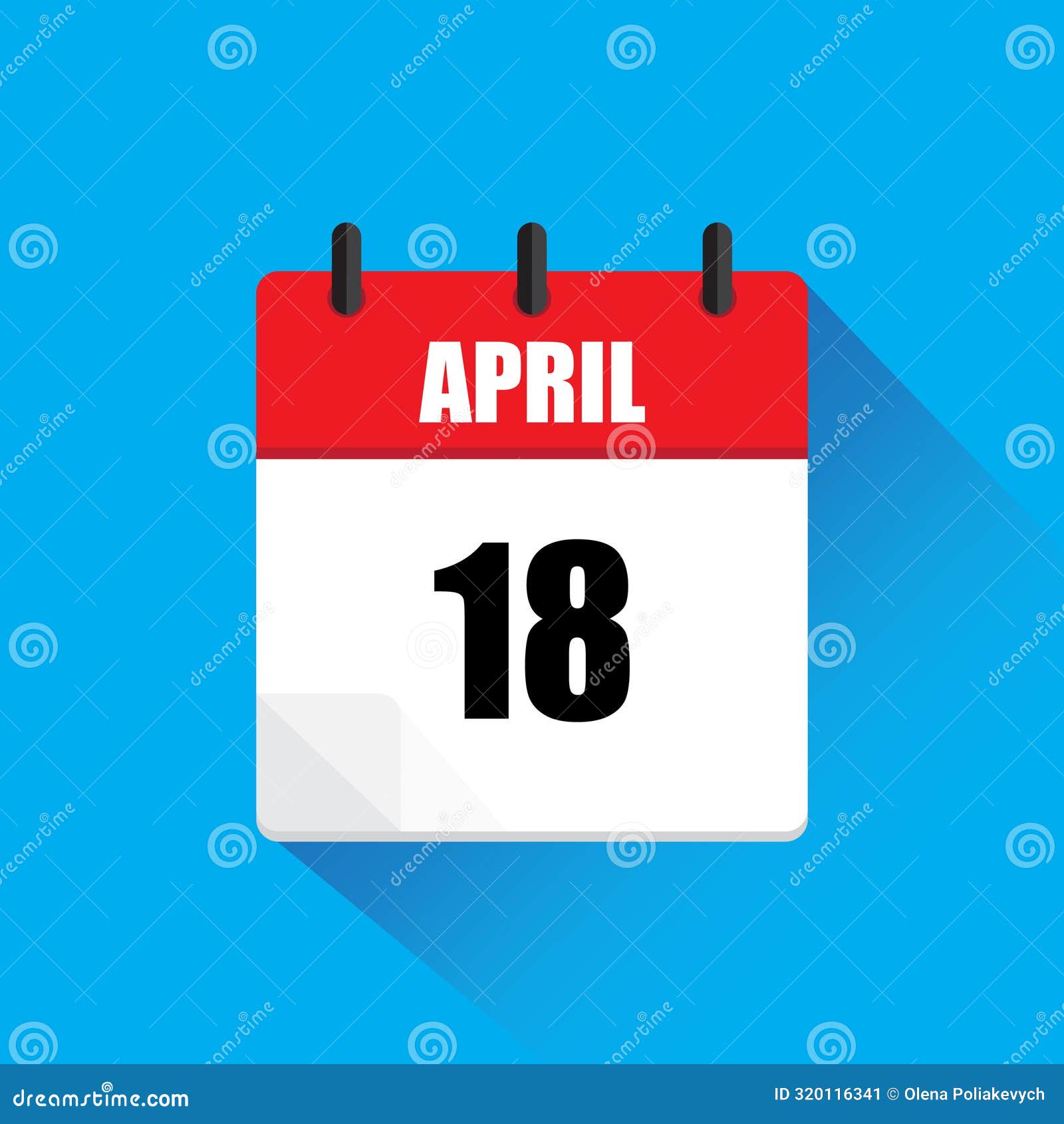 April Calendar Icon. Date Eighteen. Red and White. Vector Design Stock ...
