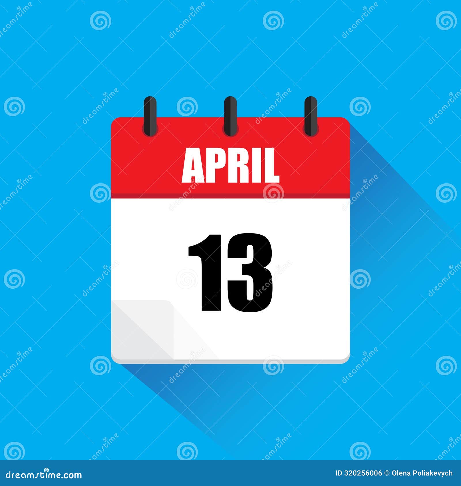 April Calendar Icon. Date Thirteen. Red and White. Vector Design Stock ...