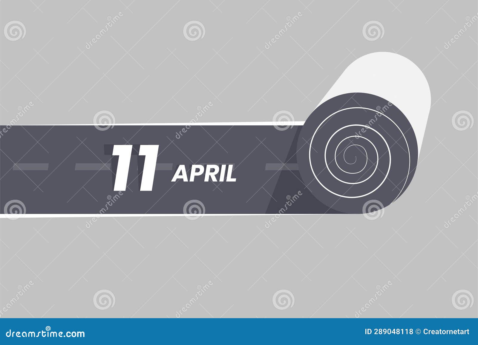 April 11 Calendar Icon Rolling Inside the Road. 11 April Date Month ...