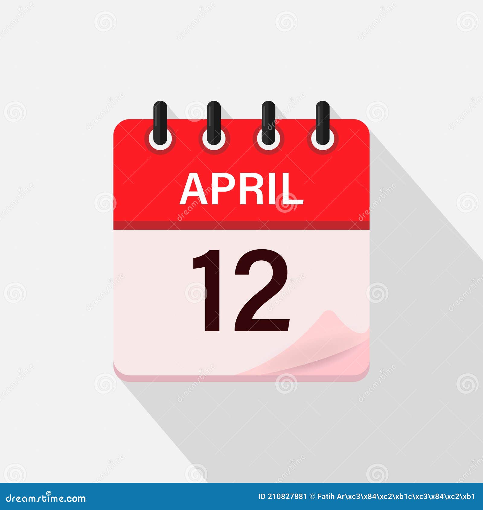 April 12, Calendar Icon with Shadow. Day, Month. Flat Vector ...
