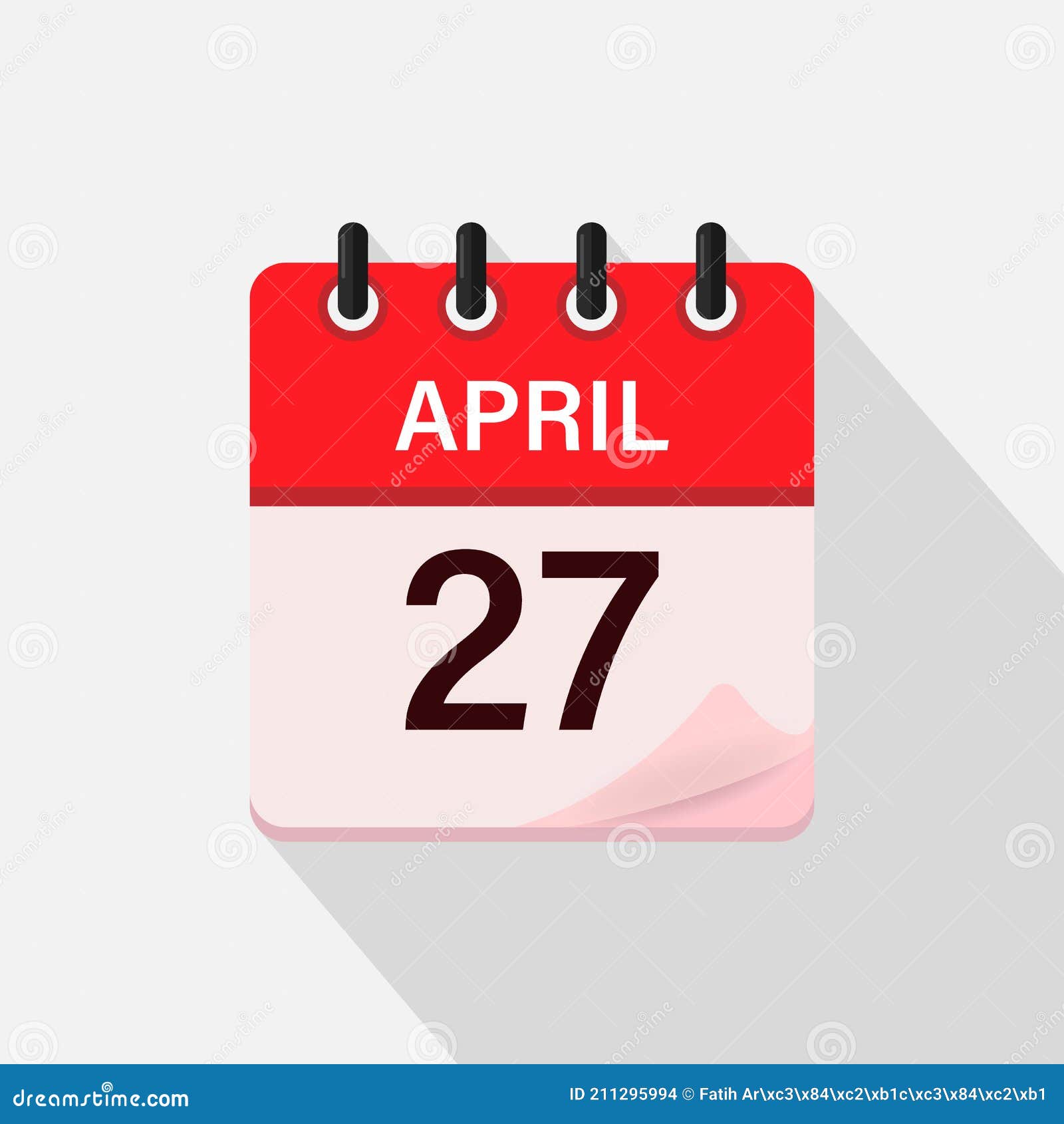 April 27, Calendar Icon with Shadow. Day, Month. Flat Vector ...