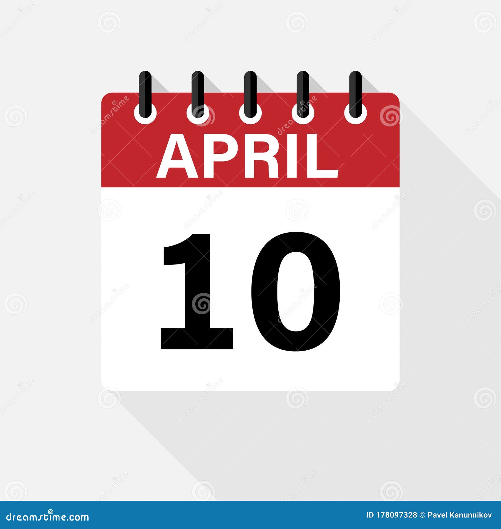 April - Calendar Icon. Calendar Icon with Shadow. Flat Style. Date, Day ...