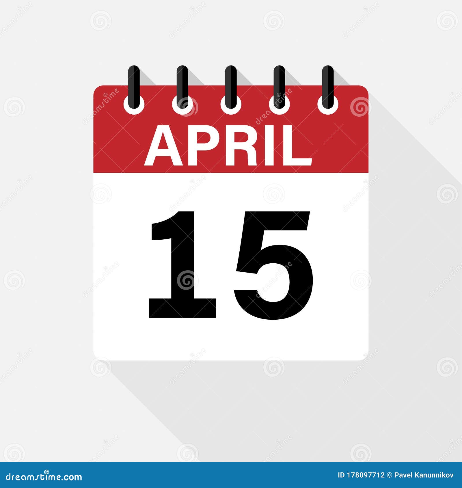 April - Calendar Icon. Calendar Icon with Shadow. Flat Style. Date, Day ...