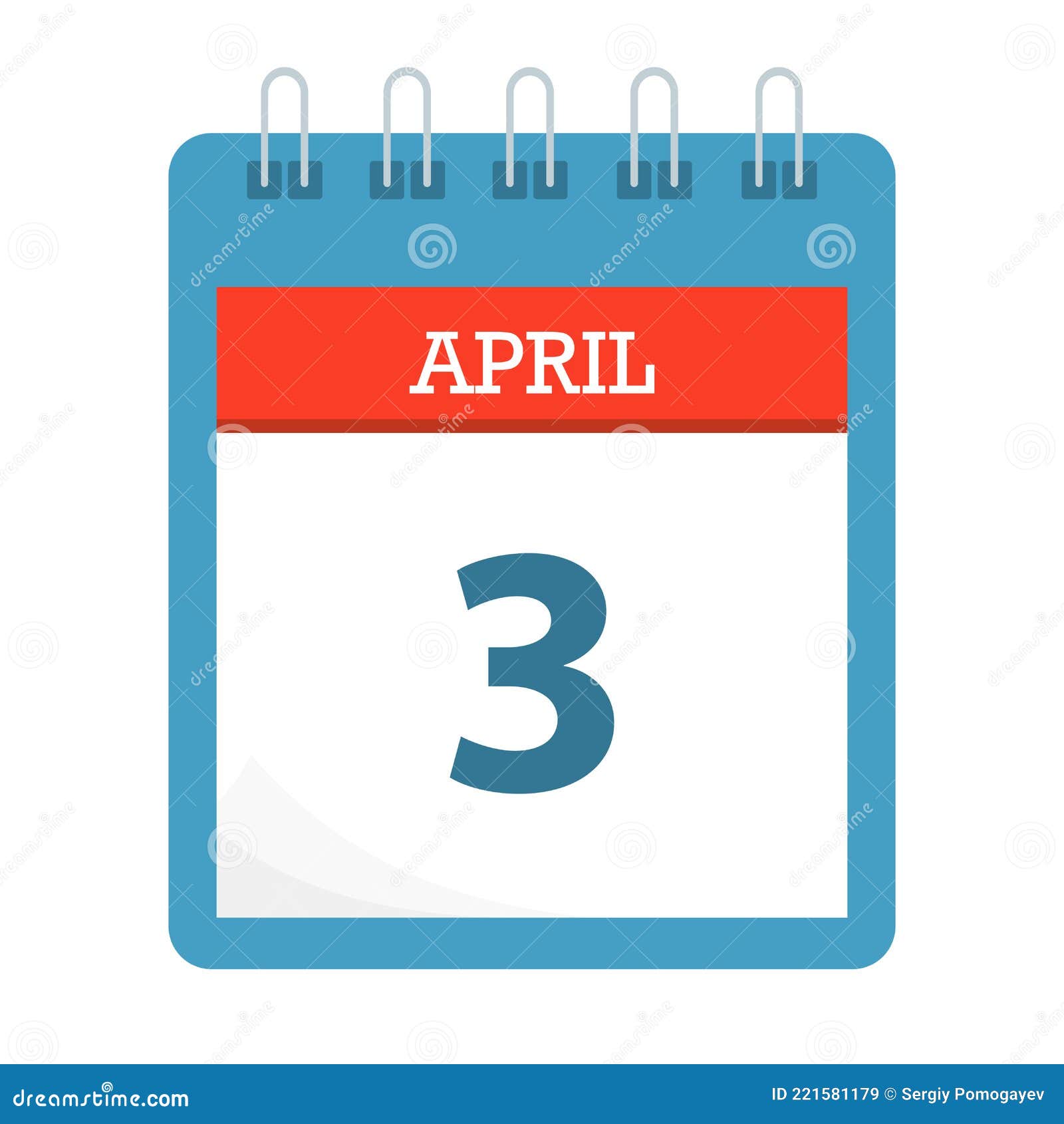 April 3 - Calendar Icon - Calendar Template Stock Vector - Illustration ...