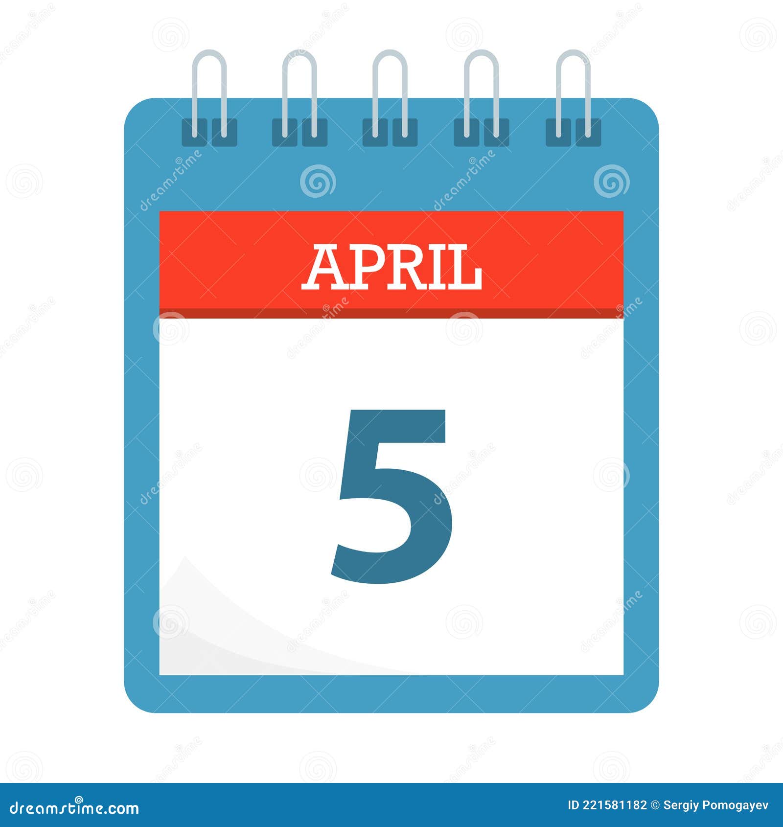 April 5 - Calendar Icon - Calendar Template Stock Vector - Illustration ...