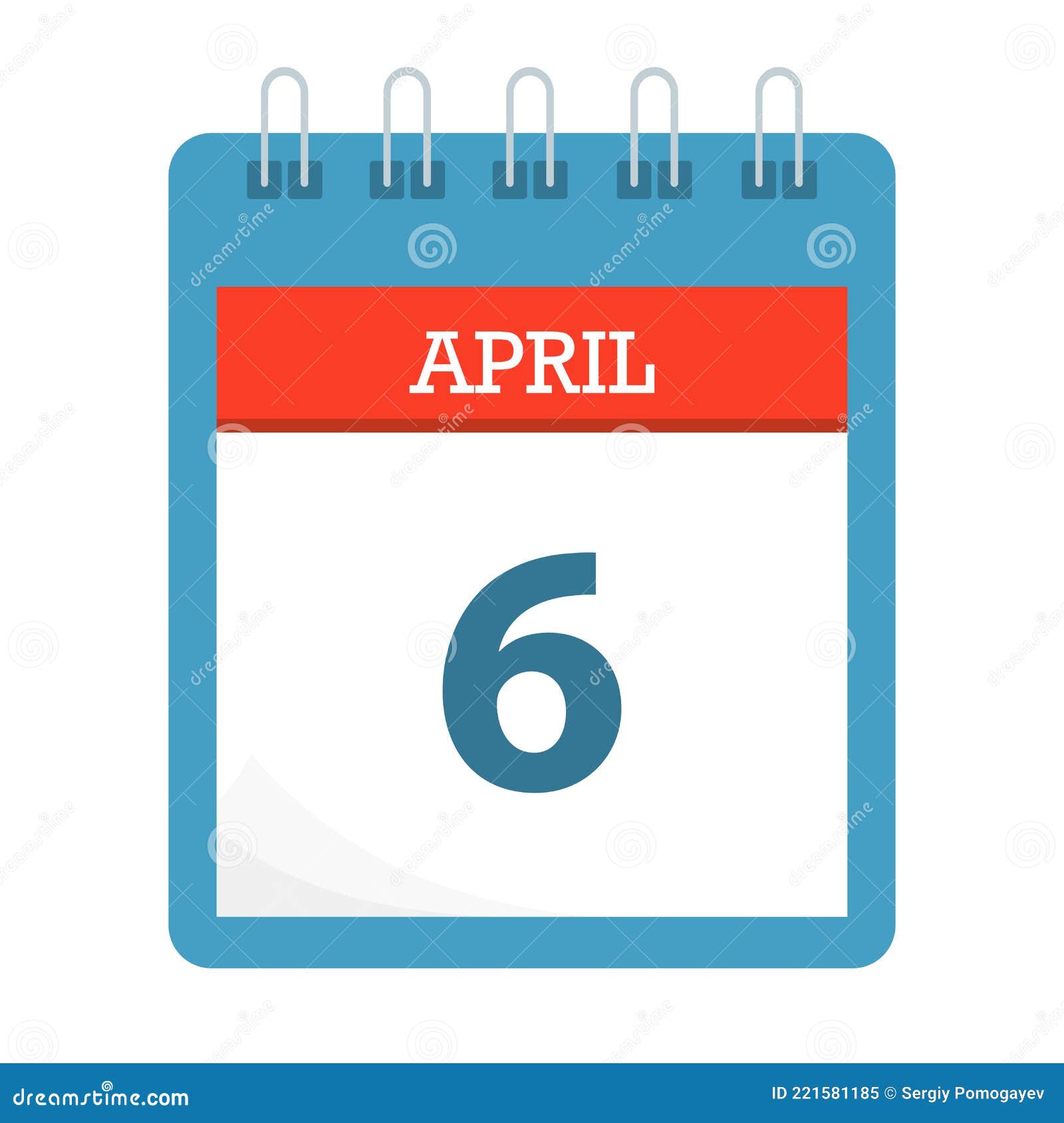 April 6 - Calendar Icon - Calendar Template Stock Vector - Illustration ...