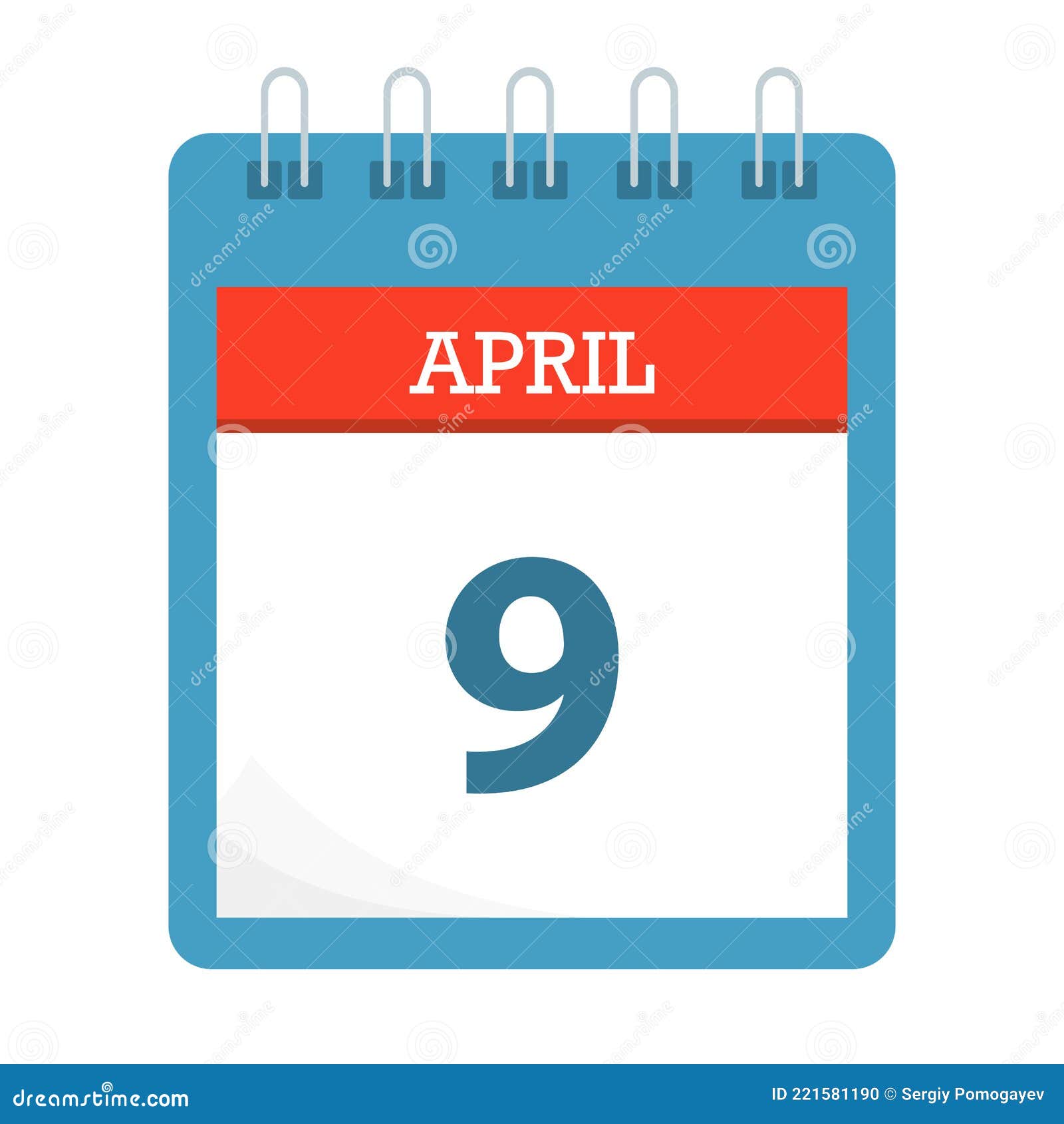 April 9 - Calendar Icon - Calendar Template Stock Vector - Illustration ...