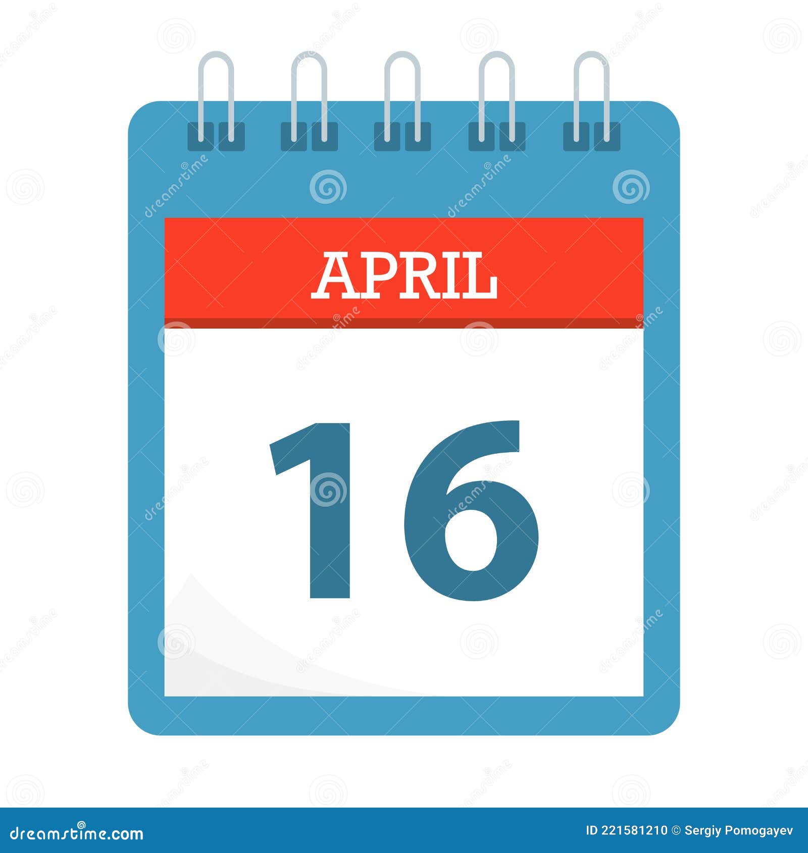 April 16 - Calendar Icon - Calendar Template Stock Vector ...