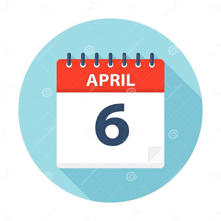 April 6 - Calendar Icon stock illustration. Illustration of month ...