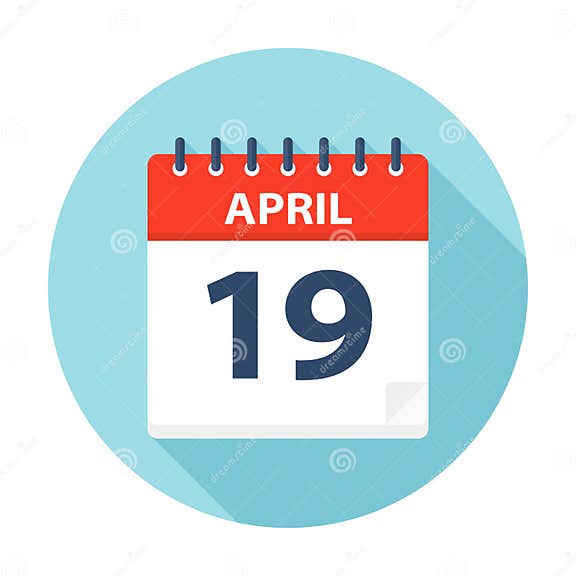 April 19 - Calendar Icon stock illustration. Illustration of scheduler ...