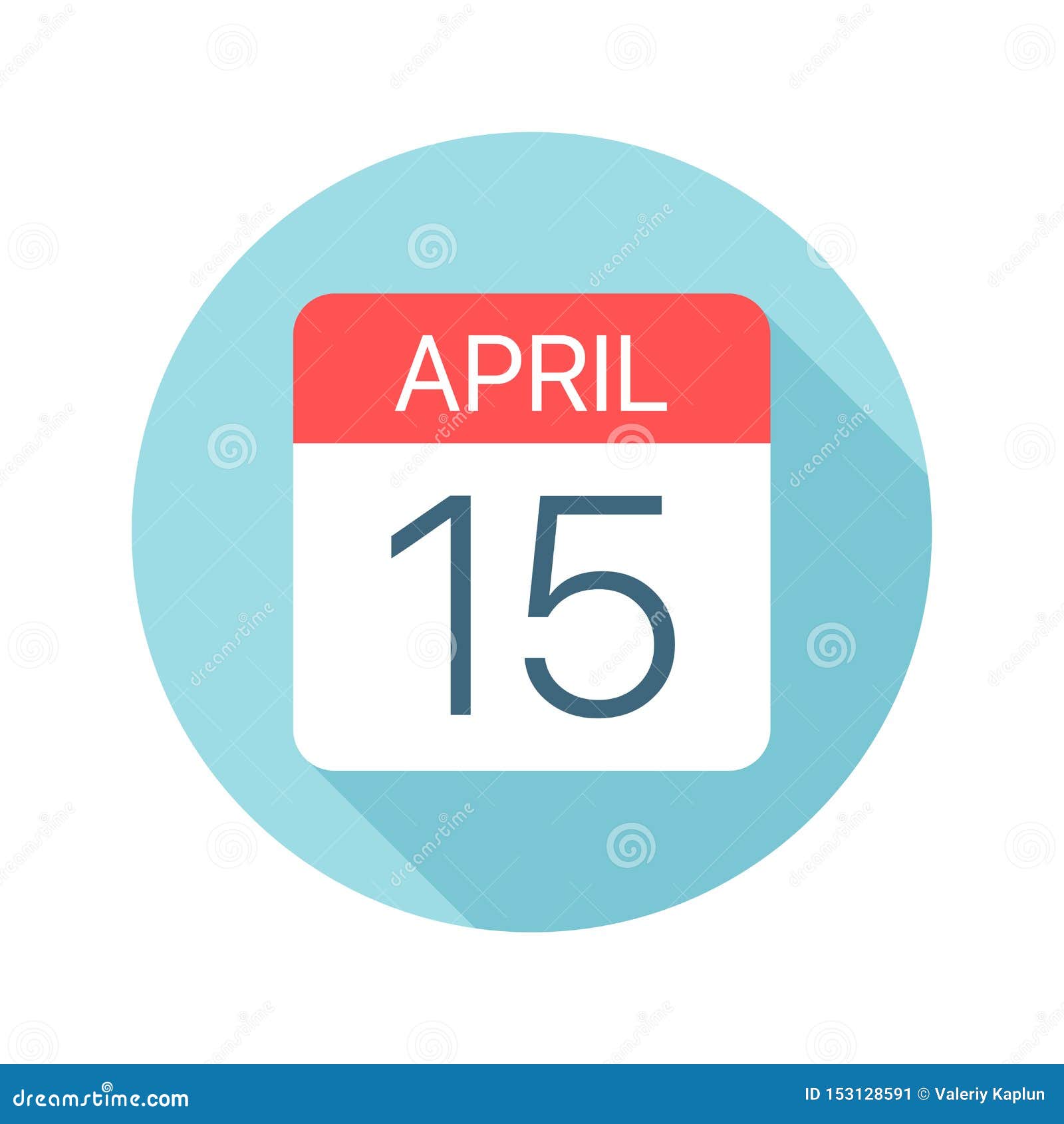 April 15 - Calendar Icon. Vector Illustration of One Day of Month Stock ...