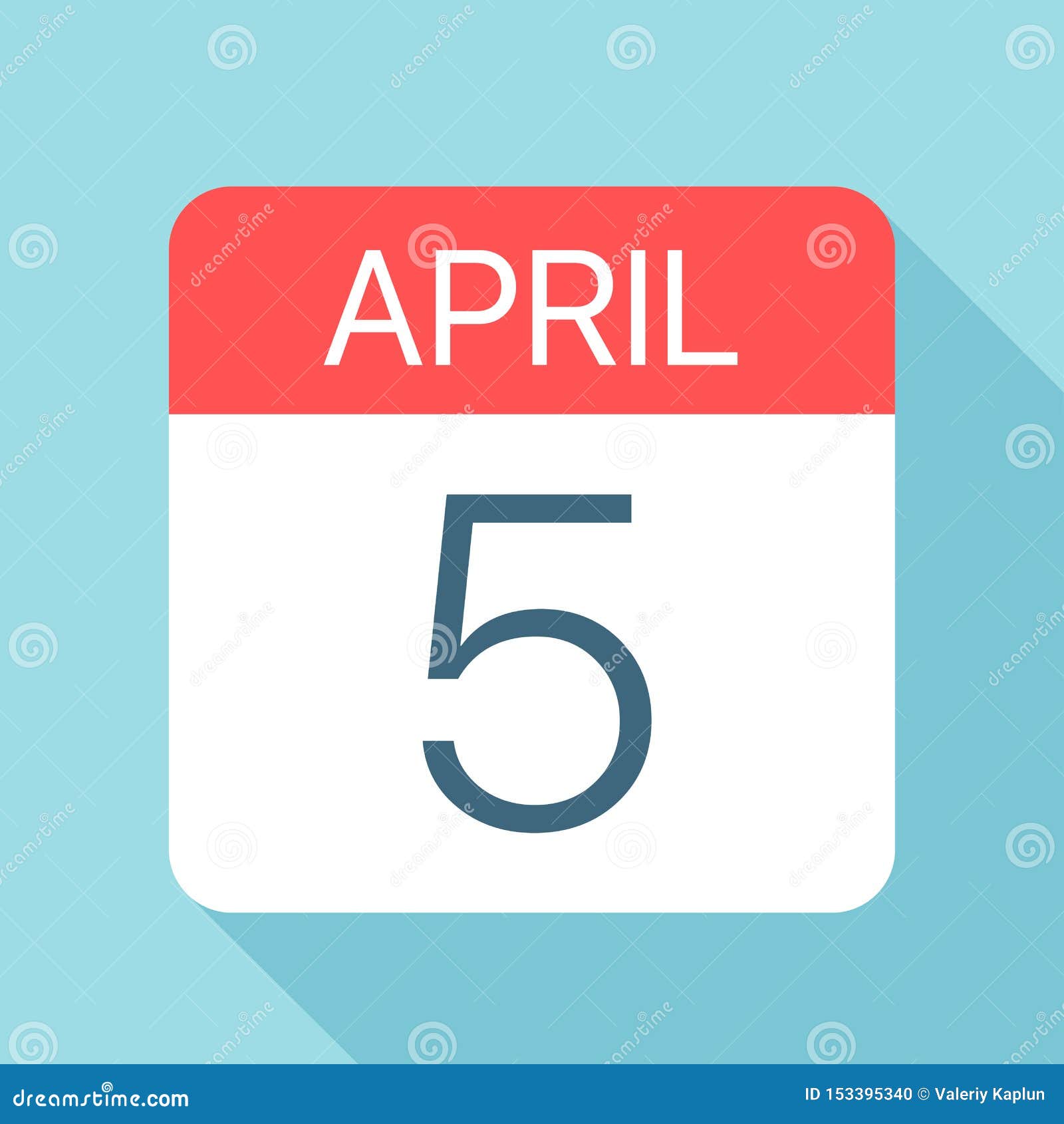 April 5 - Calendar Icon. Vector Illustration of One Day of Month Stock ...