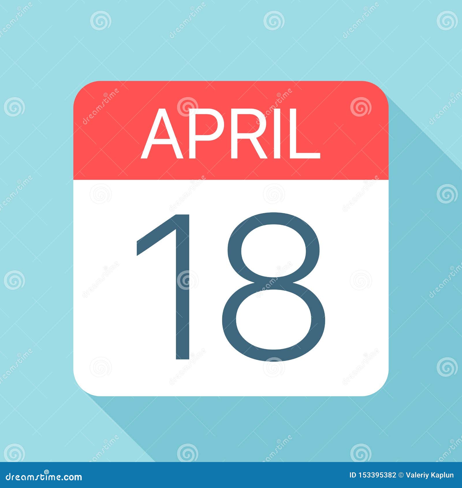 April 18 - Calendar Icon. Vector Illustration of One Day of Month Stock ...