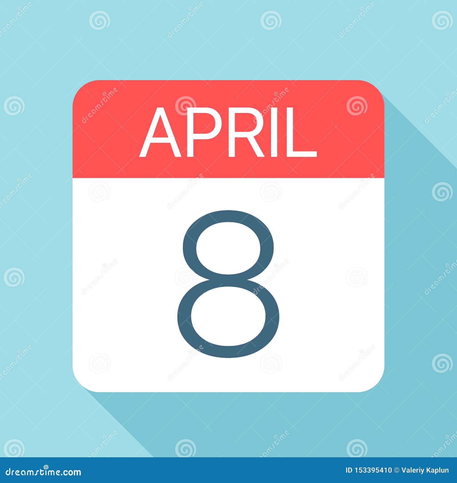 April 8 - Calendar Icon. Vector Illustration of One Day of Month Stock ...