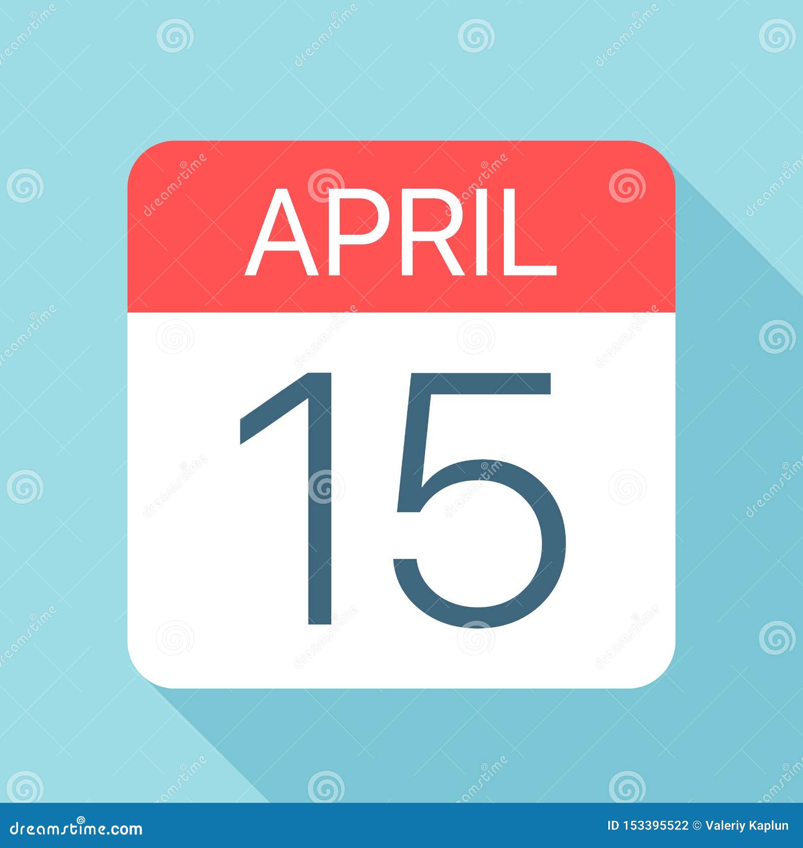April 15 - Calendar Icon. Vector Illustration of One Day of Month Stock ...