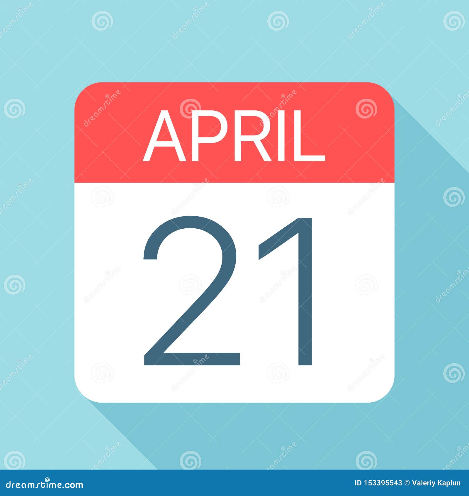 April 21 - Calendar Icon. Vector Illustration of One Day of Month Stock ...