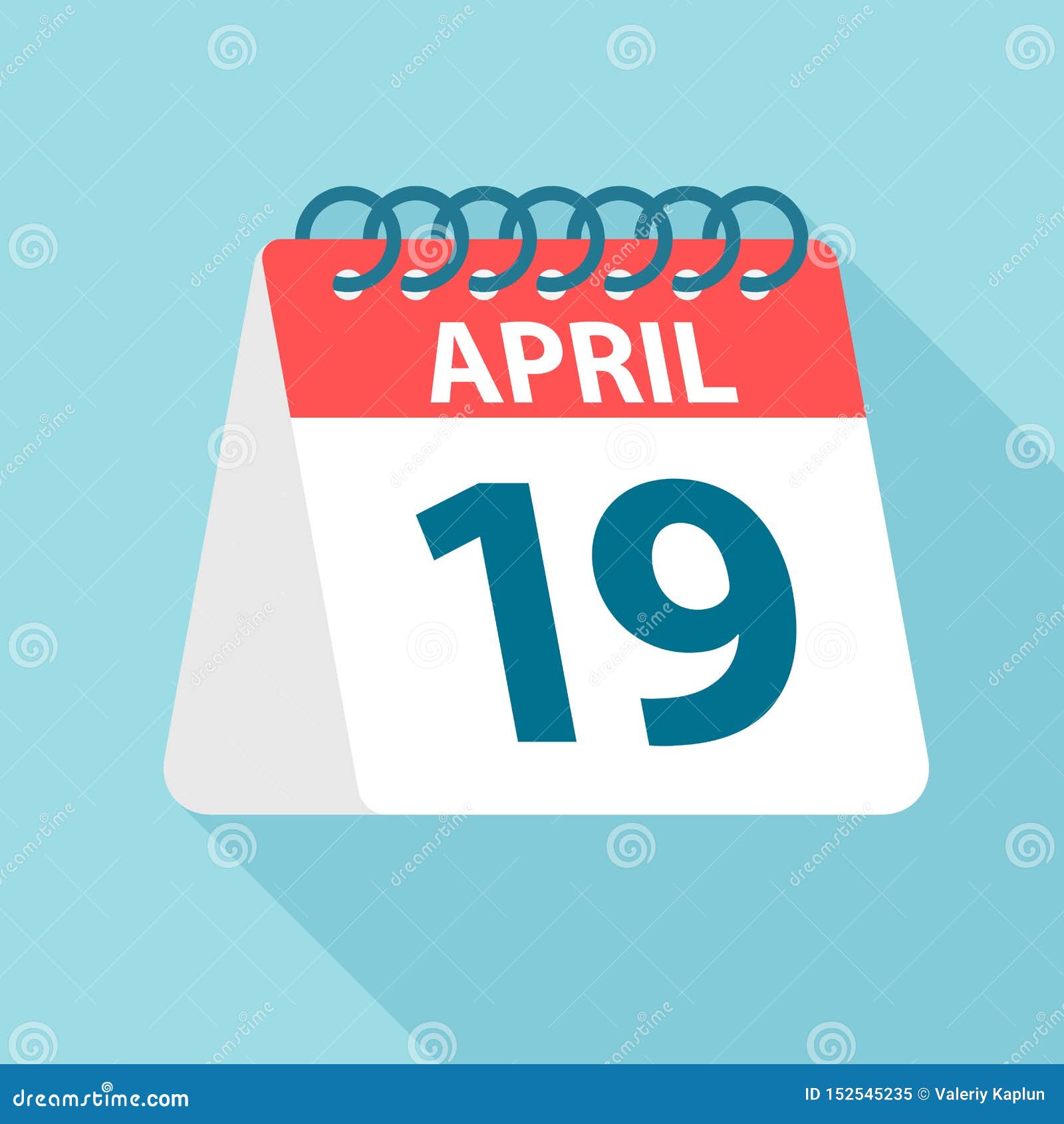 April 19 - Calendar Icon. Vector Illustration of One Day of Month ...