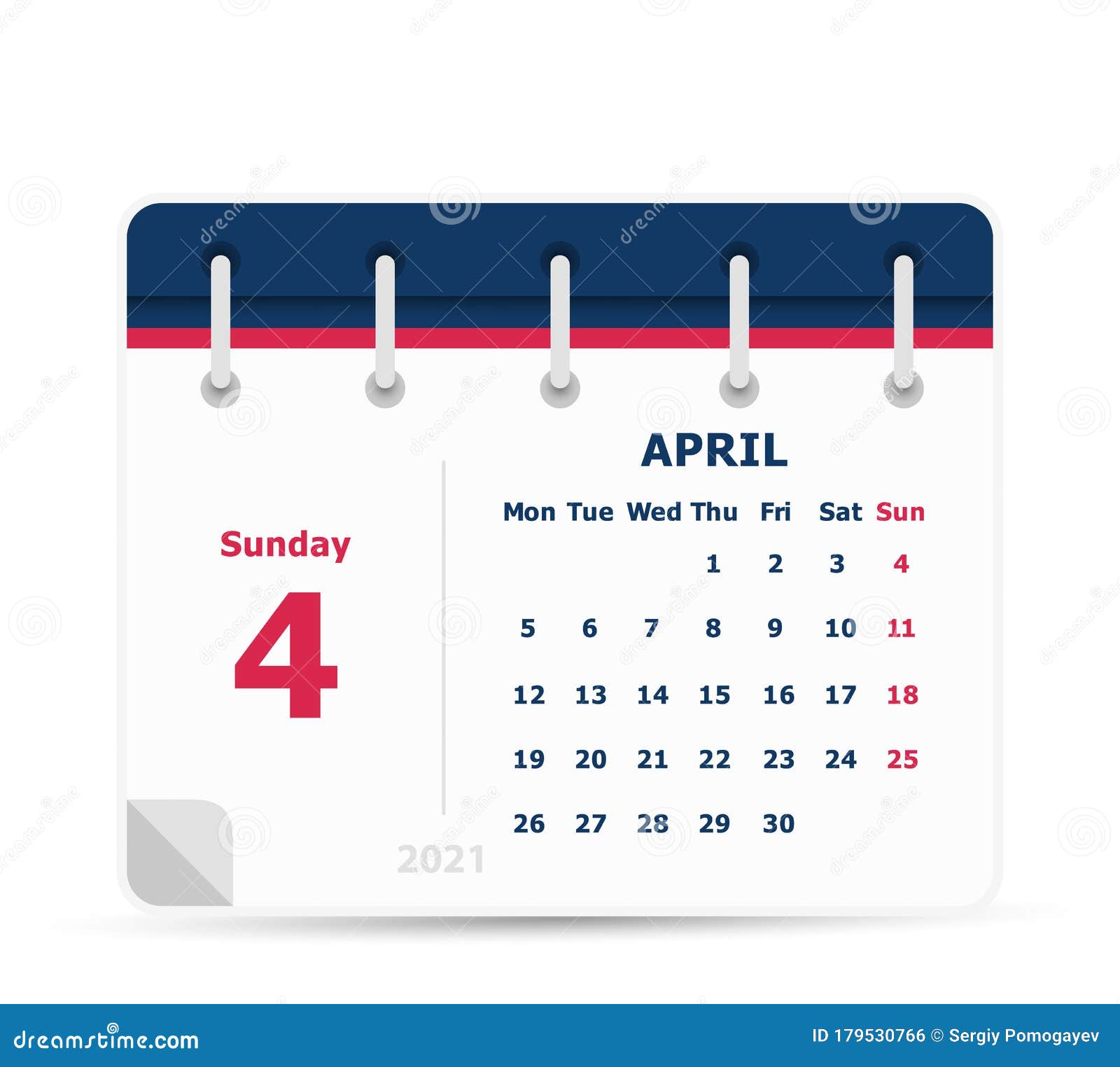 April 4 - Calendar Icon - 2021 Stock Vector - Illustration of organizer ...