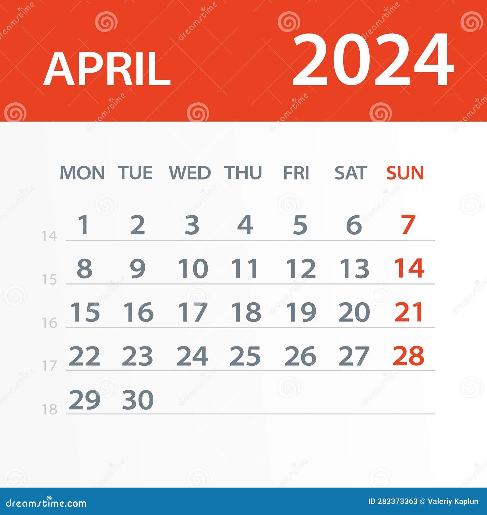 April 2024 Template-Calendar 2024 Design , Desk Calendar 2024 Template ...