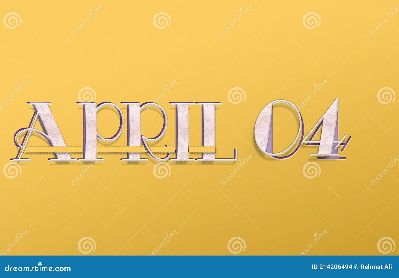 04 April, Calendar Icon. on Yellow Background Stock Illustration ...