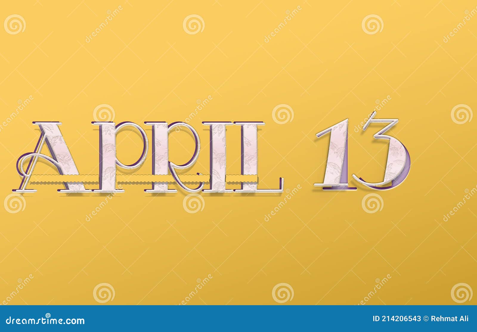13 April, Calendar Icon. on Yellow Background Stock Illustration ...