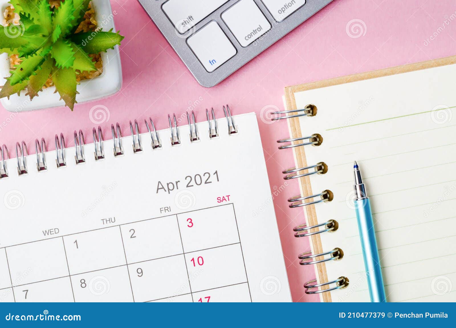 April 2021 Calendar with Note Book Stock Image - Image of flat, date ...