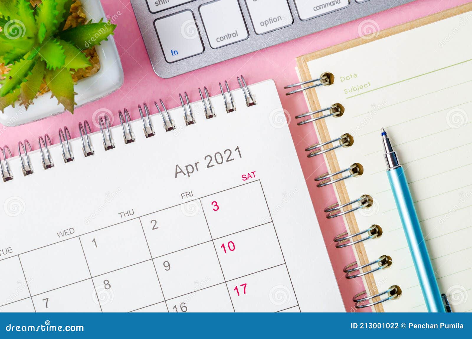 April 2021 Calendar with Note Book Stock Photo - Image of organizer ...